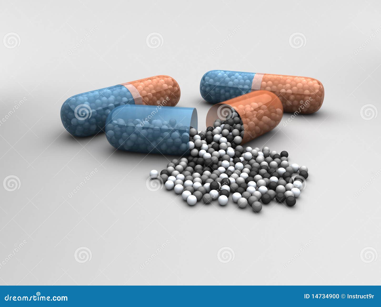 Open Pill with Scattered Balls Stock Illustration - Illustration of ...
