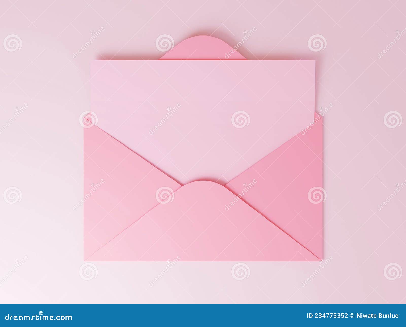Open Pink Envelope with Blank Card on Pink Background Stock ...