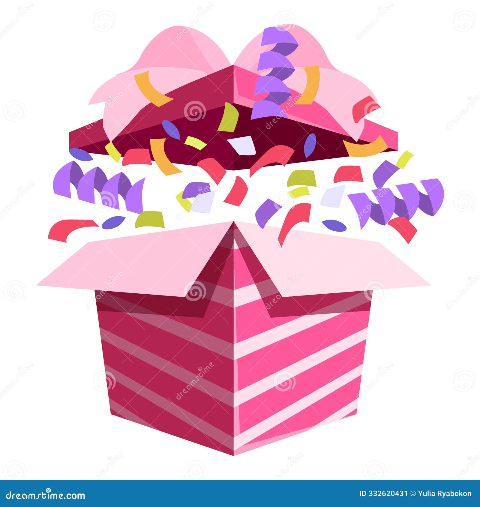 Open Pink Gift Box Exploding with Colorful Confetti Stock Illustration ...