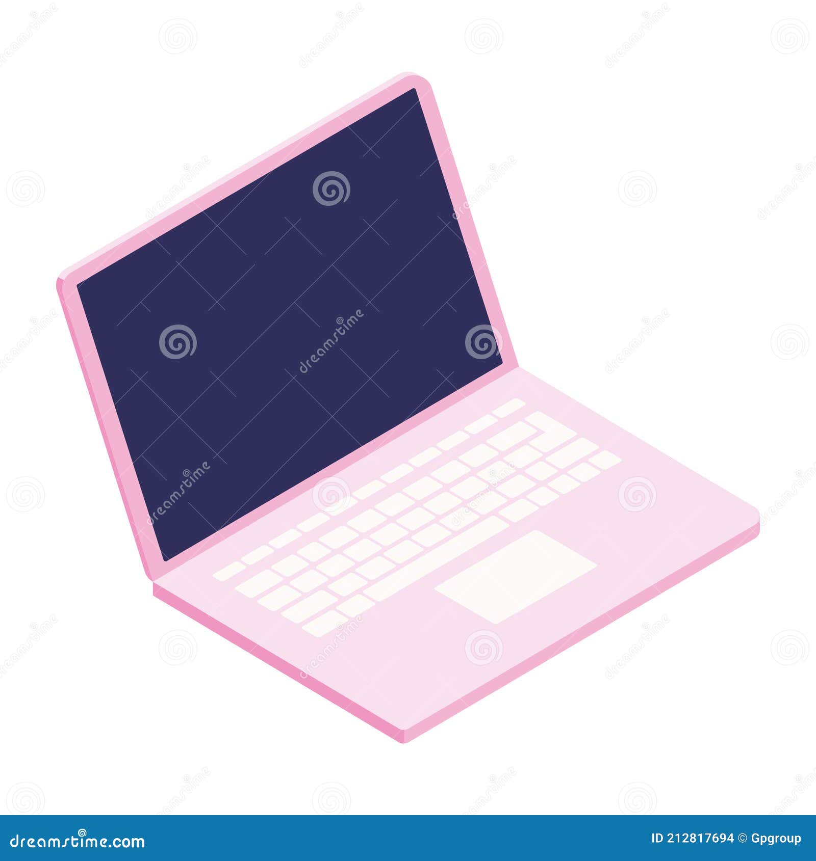 Open pink laptop stock vector. Illustration of mobile - 212817694