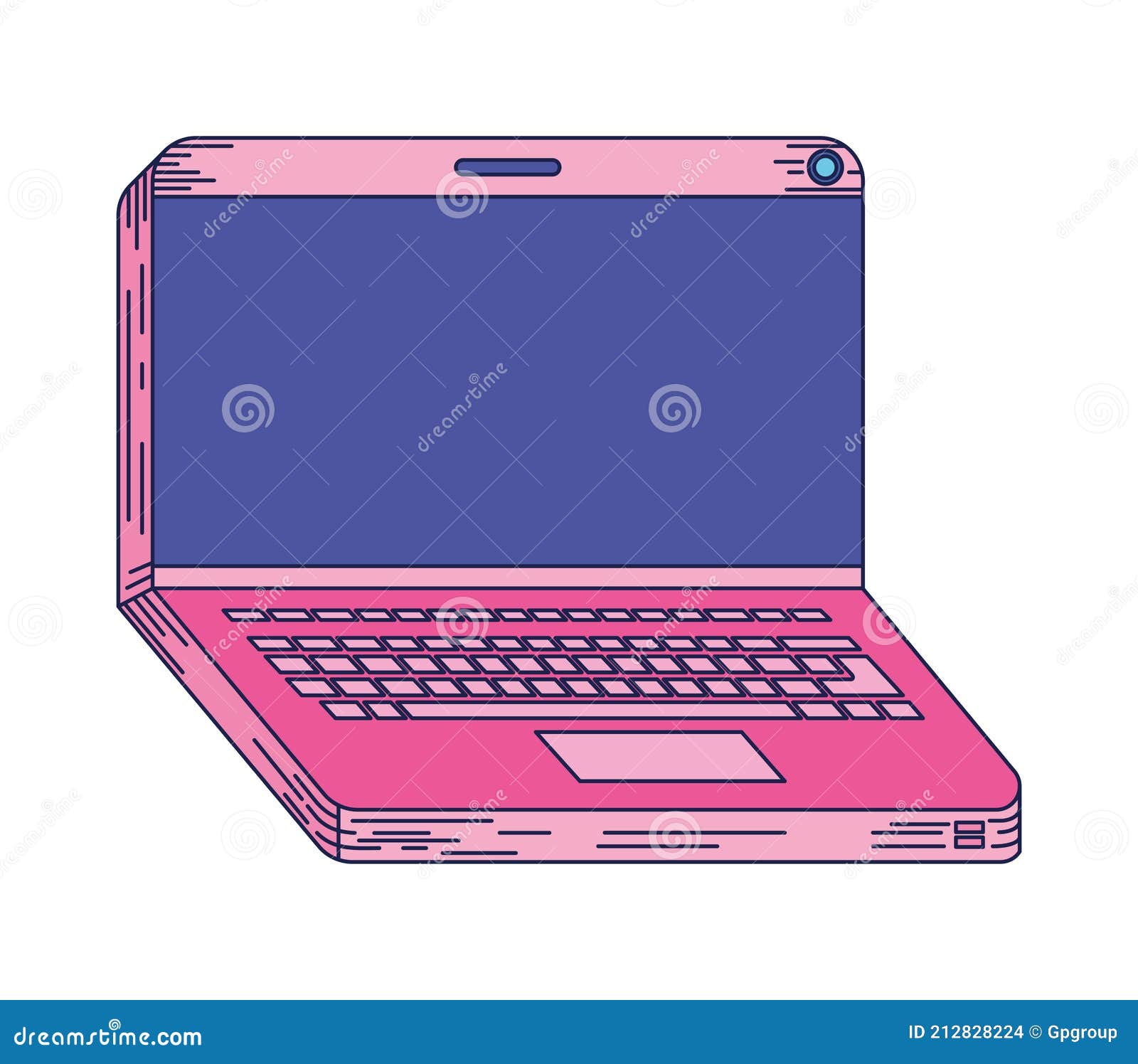 Open pink laptop stock vector. Illustration of modern - 212828224