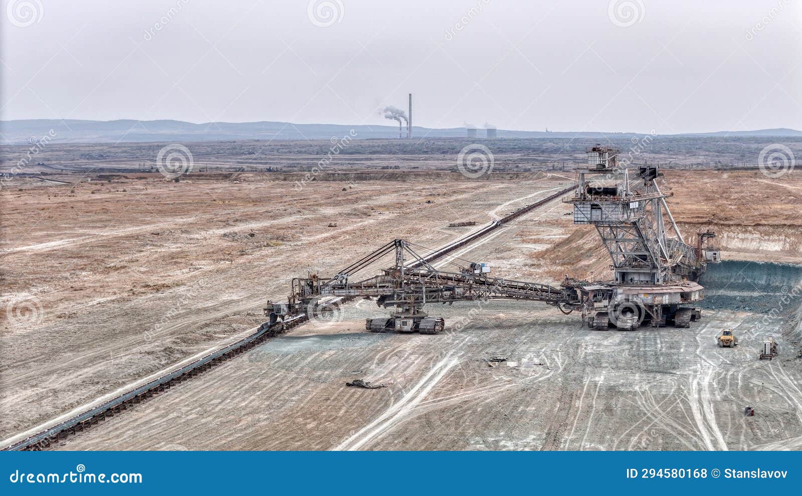 Open Pit Coal Mine with Huge Backhoe Digger Stock Photo - Image of ...
