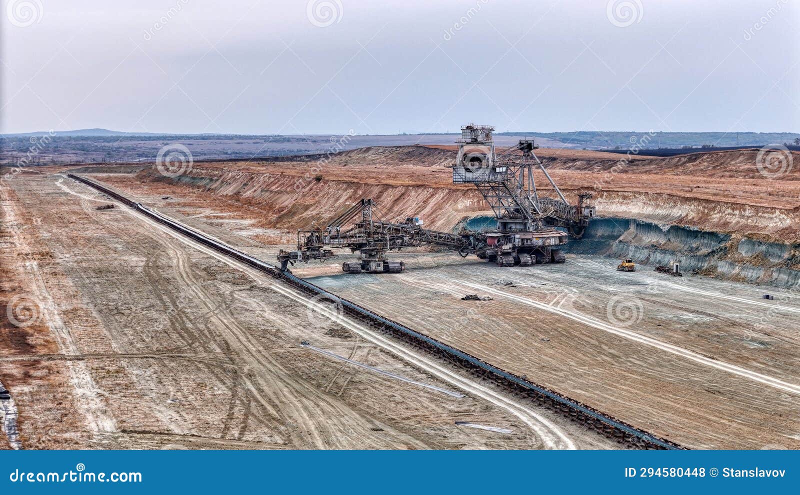 Open Pit Coal Mine with Huge Backhoe Digger Drone Stock Photo - Image ...