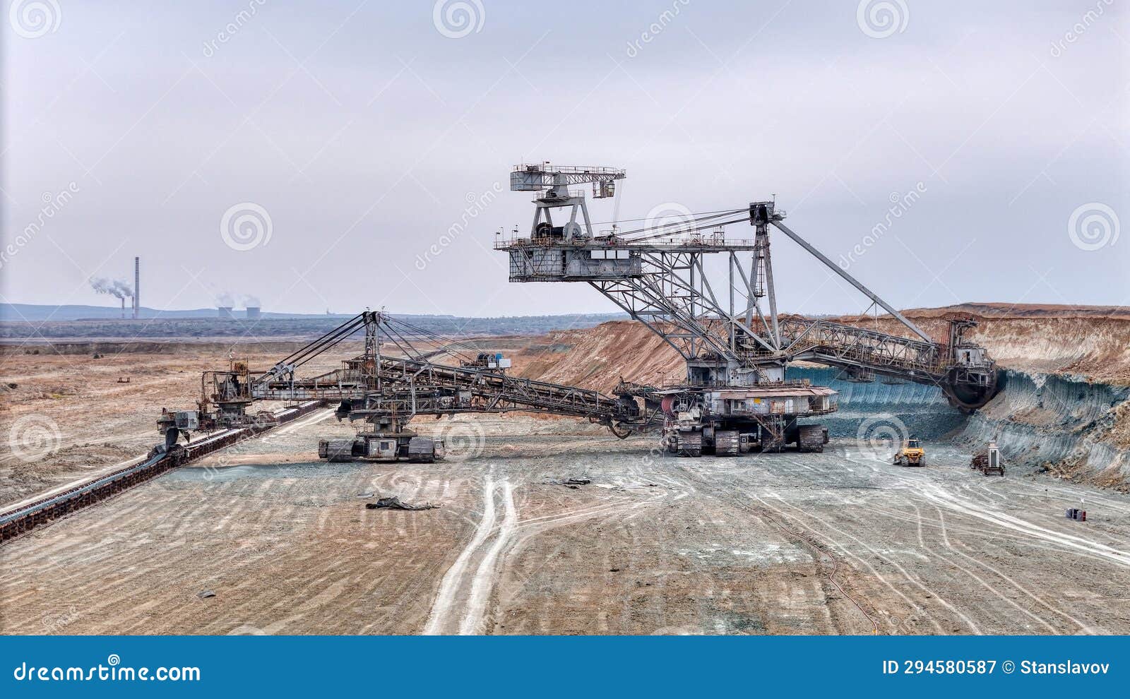 Open Pit Coal Mine with Huge Backhoe Digger Stock Image - Image of ...