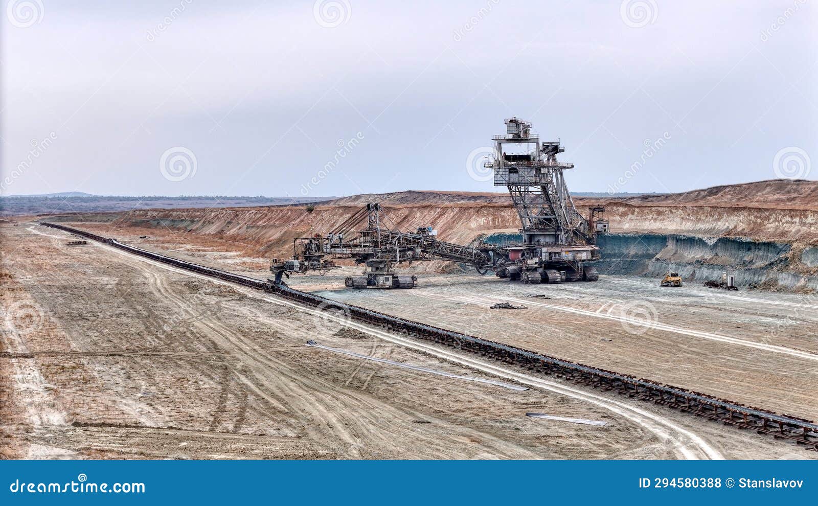 Open Pit Coal Mine with Huge Backhoe Digger Stock Photo - Image of ...