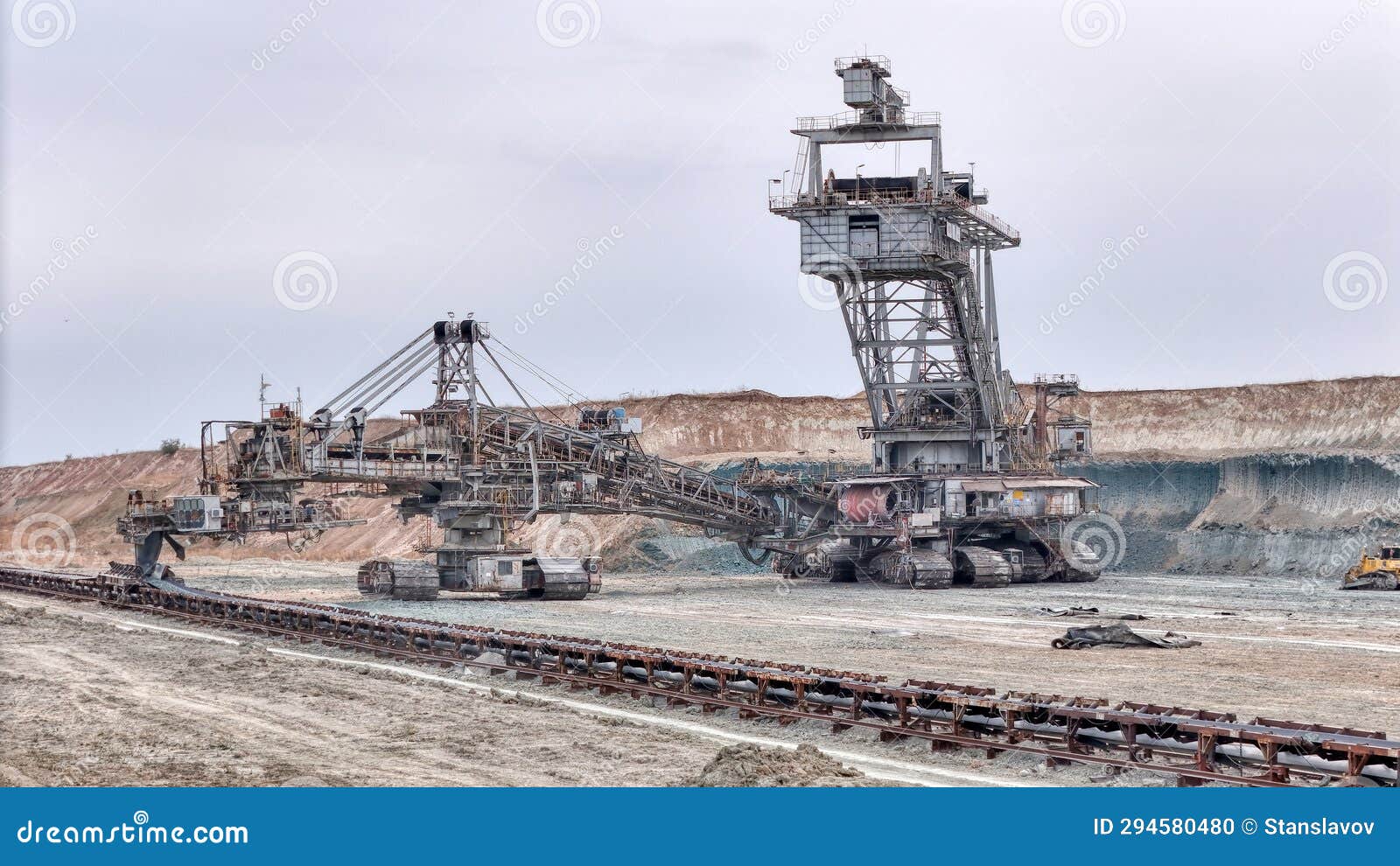 Open Pit Coal Mine with Huge Backhoe Digger Stock Photo - Image of ...