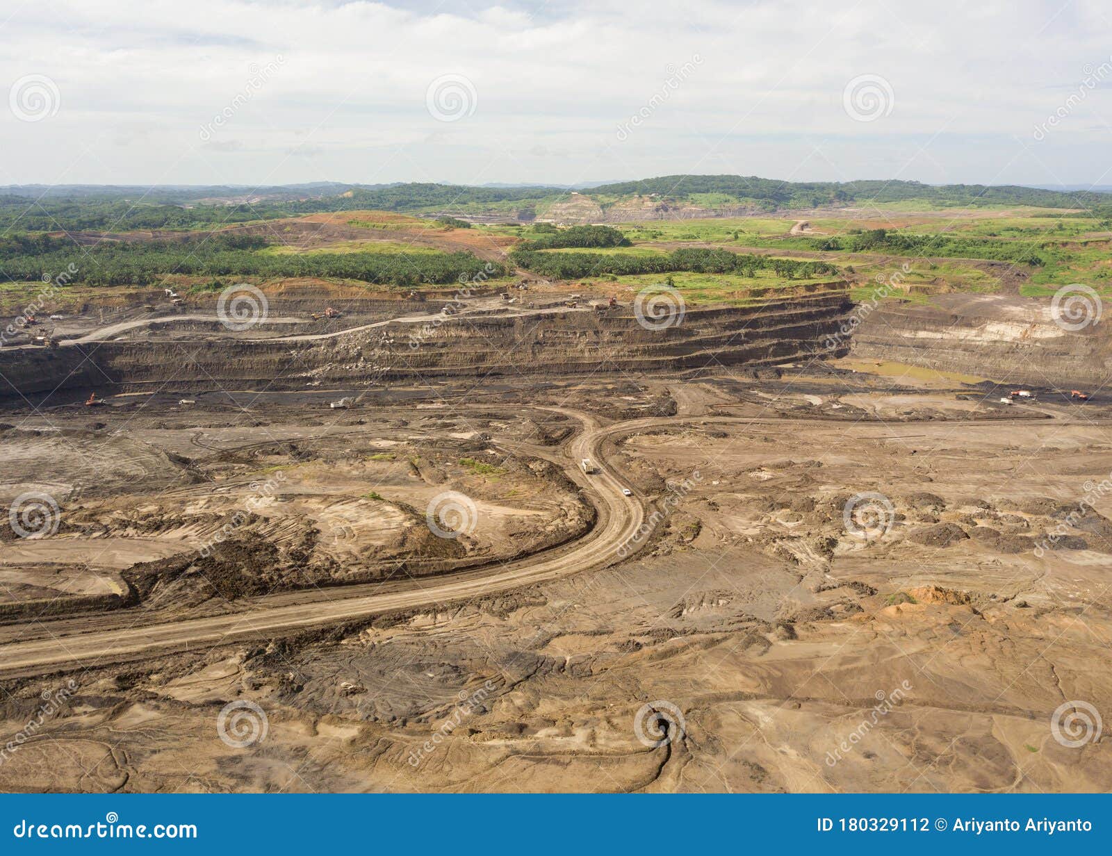 Open Pit Coal Mining, Aerial View, Borneo Indonesia. Stock Photo ...