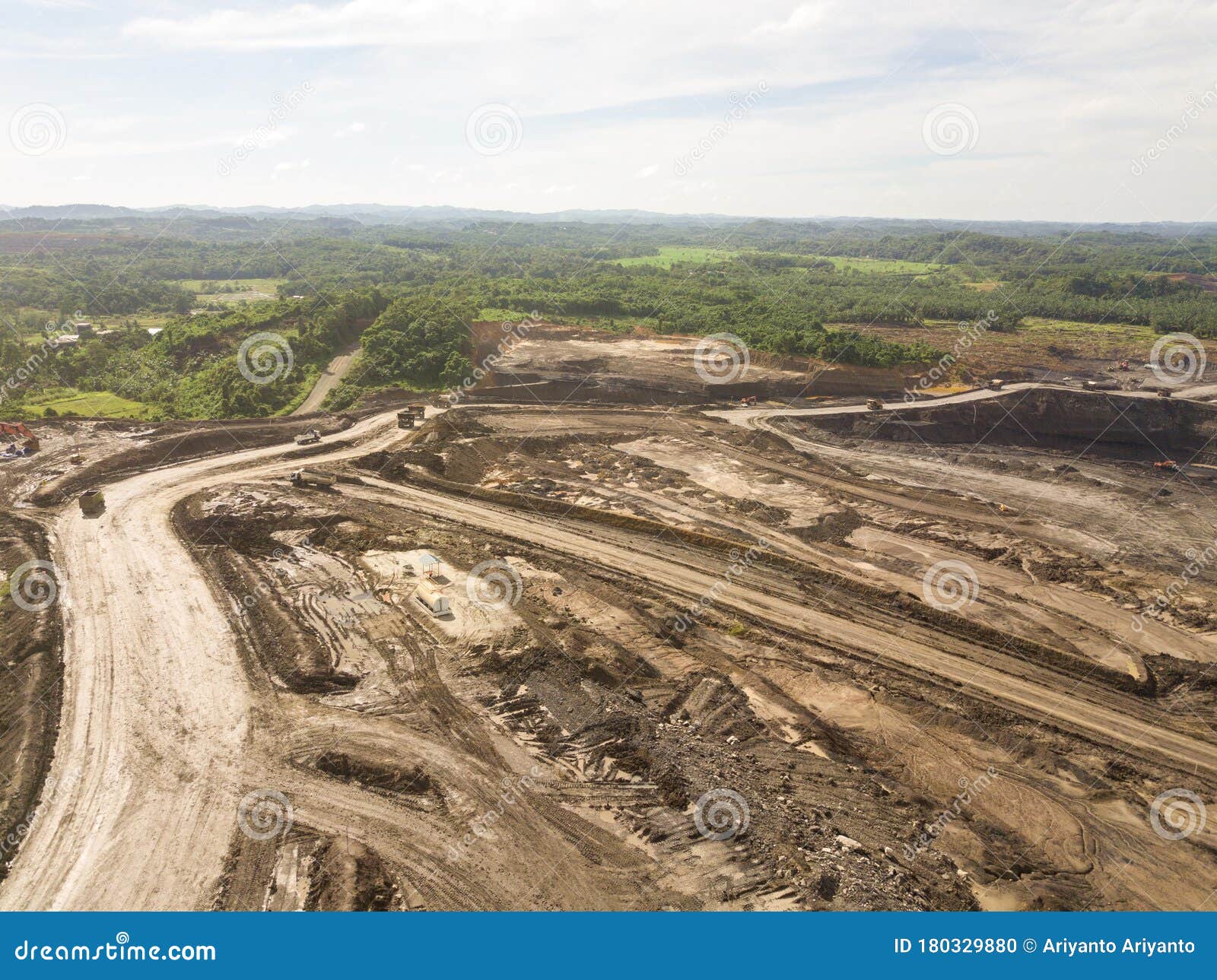 Open Pit Coal Mining, Aerial View, Borneo Indonesia. Stock Photo ...