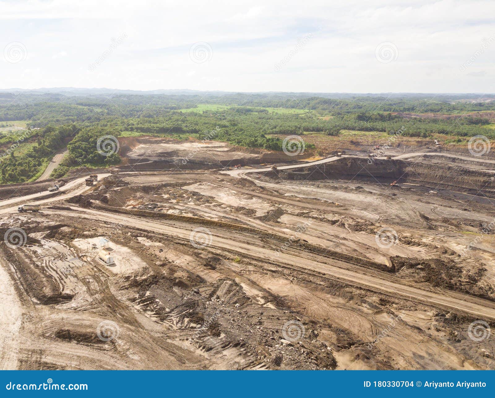 Open Pit Coal Mining, Aerial View, Borneo Indonesia. Stock Photo ...