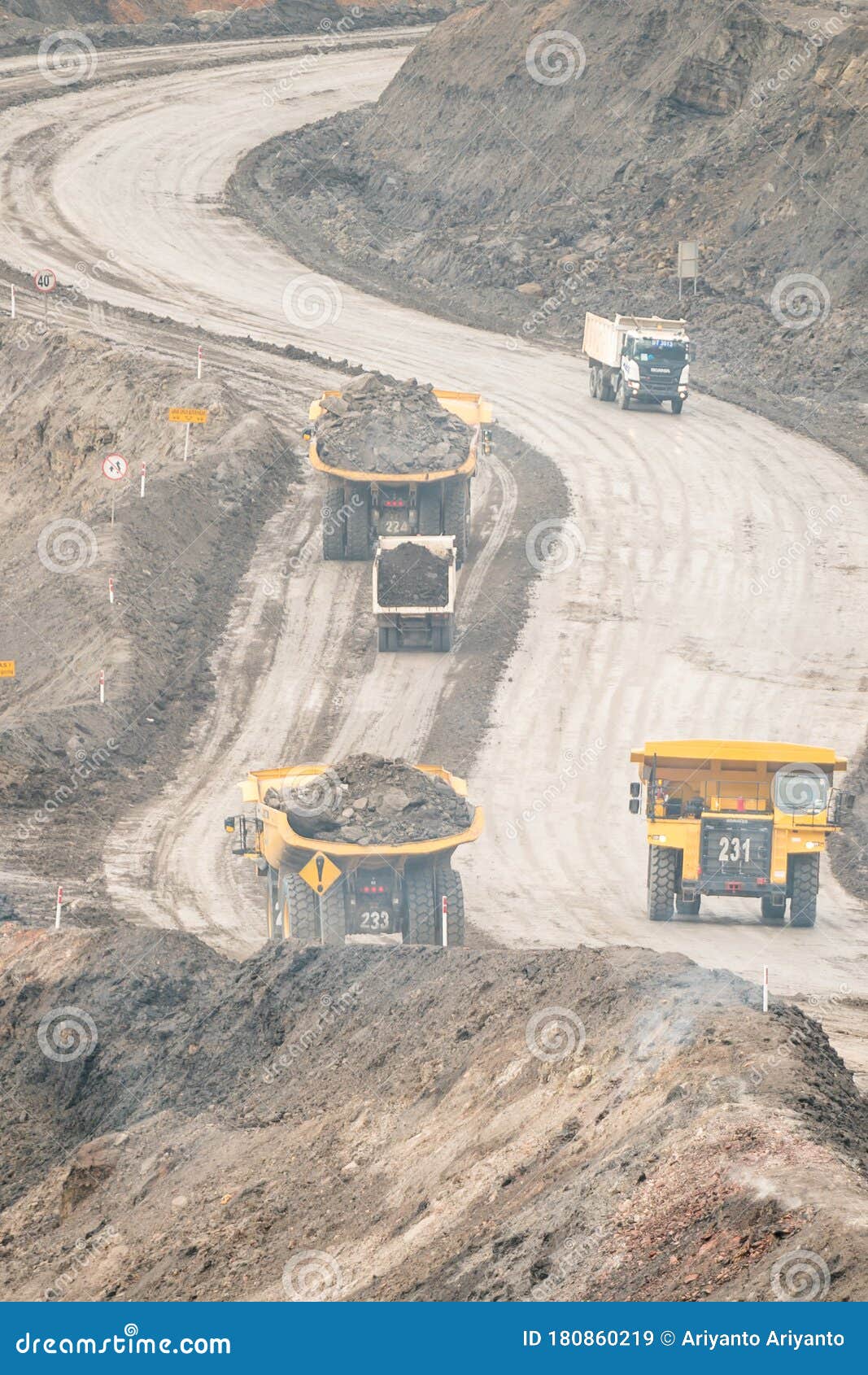 Traffic at Open Pit Coal Mining Stock Image - Image of energy, open ...