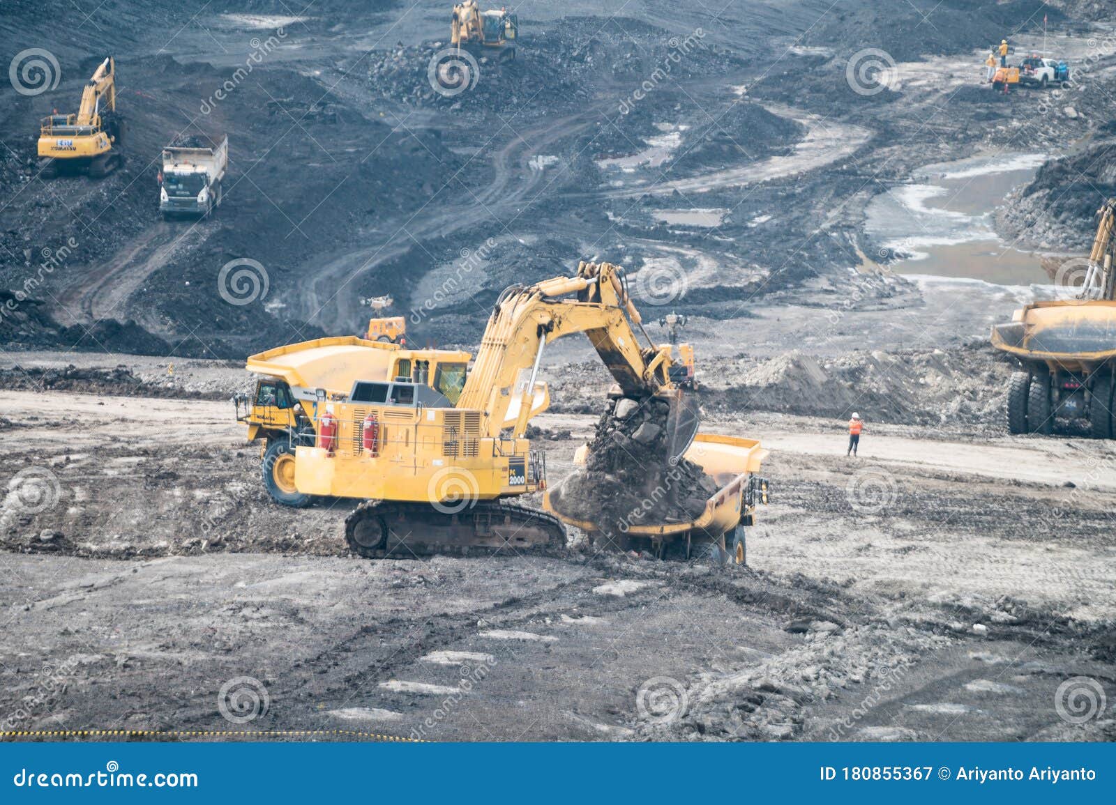 Open Pit Coal Mining stock image. Image of surface, coal - 180855367