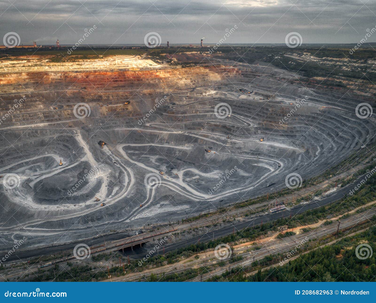 Open Pit for the Extraction of Ore. Stock Image - Image of aerial, hole ...