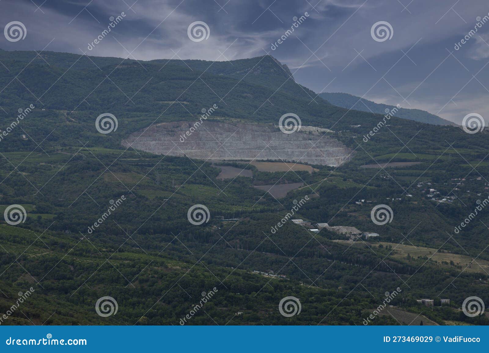 Open Pit, Gray Building Stone Mine. Side View Stock Image - Image of ...