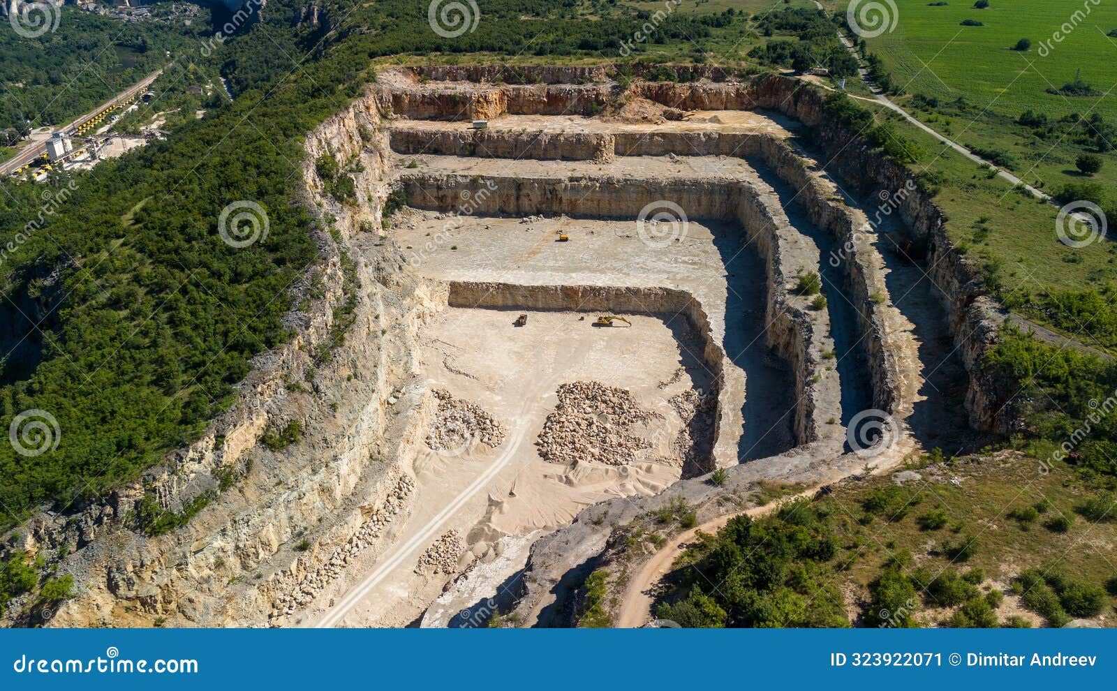 Open Pit Limestone Quarry Showing the Different Extraction Levels Stock ...