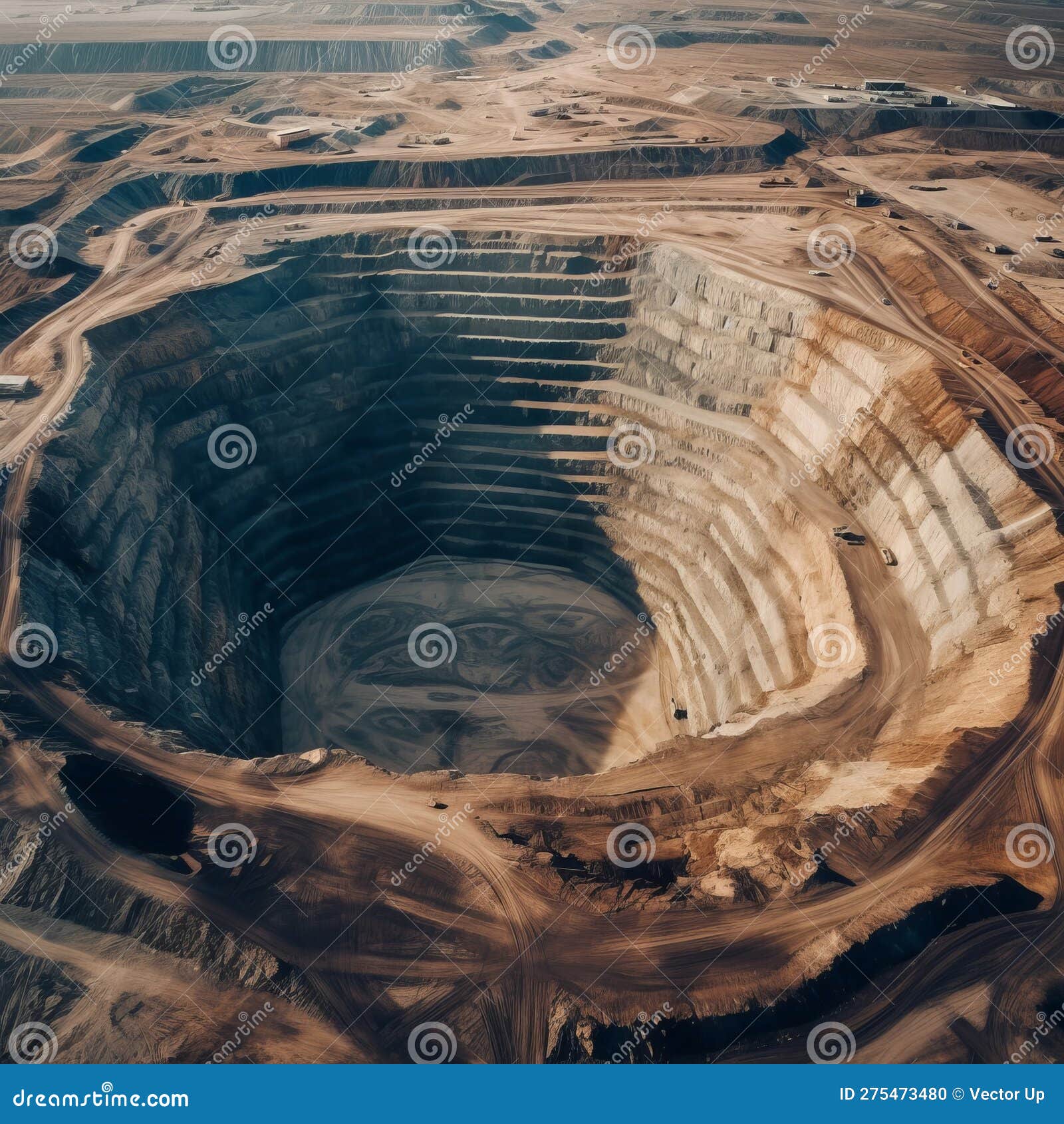 Open-pit Mine Aerial View. Generative AI Stock Illustration ...