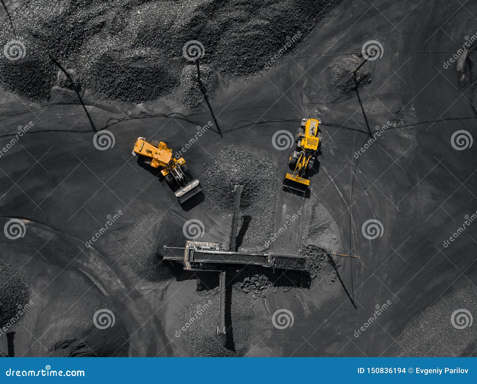 Open Pit Mine, Coal Loading in Trucks, Transportation and Logistics ...