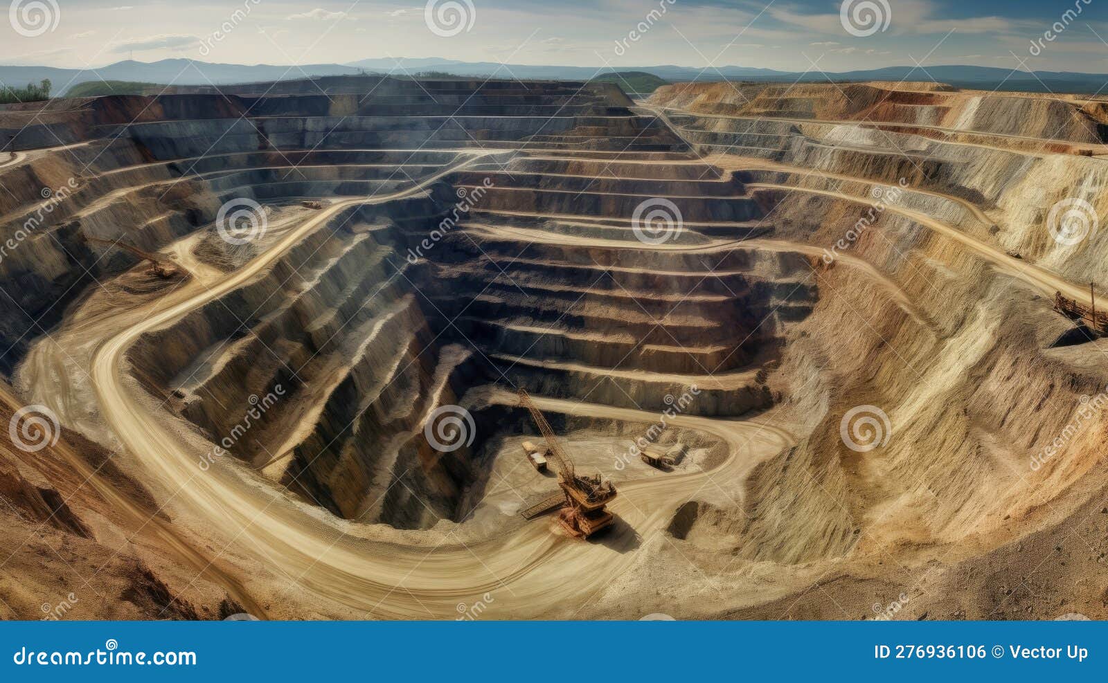 Open Pit Mine Industry. Generative AI Stock Illustration - Illustration ...