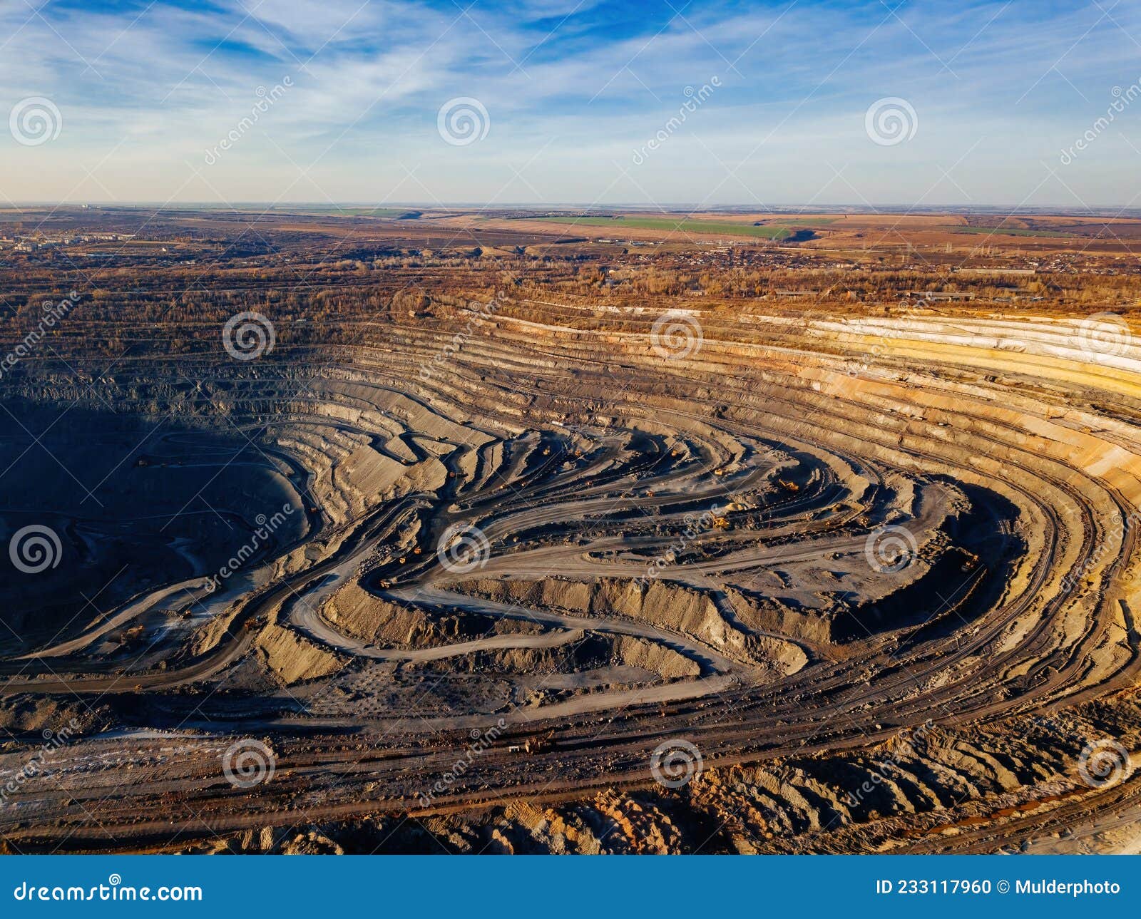 Open Pit Mine in Mining and Processing Plant, Aerial View Stock Photo ...