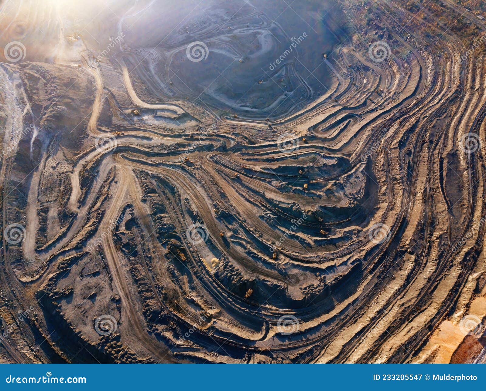 Open Pit Mine in Mining and Processing Plant, Aerial View Stock Image ...