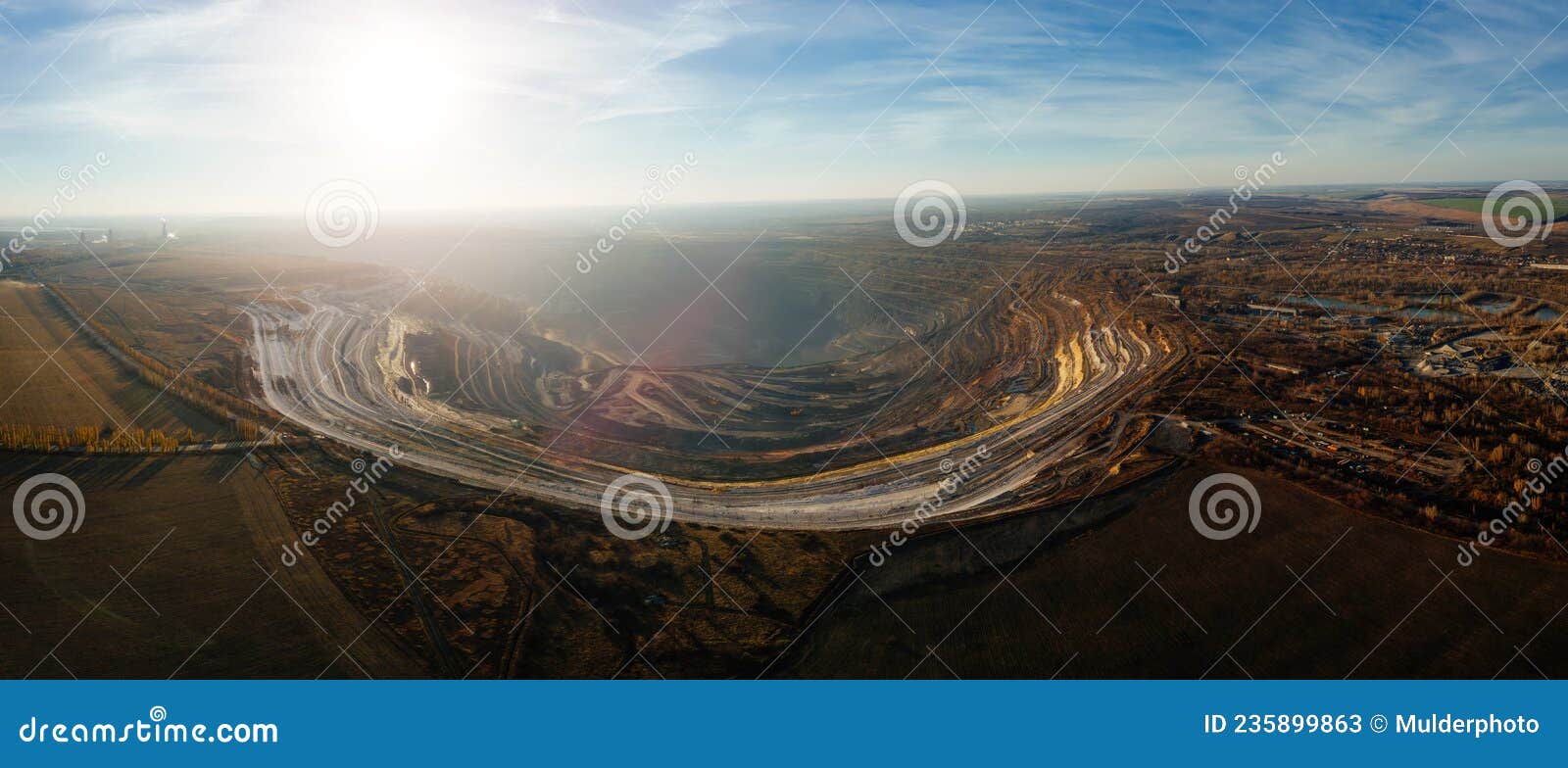 Open Pit Mine in Mining and Processing Plant, Aerial View Stock Image ...