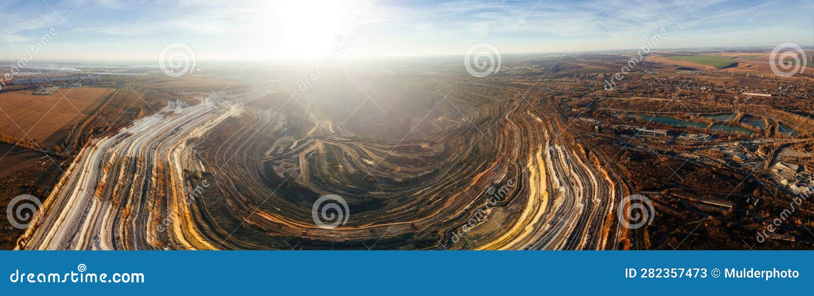 Open Pit Mine in Mining and Processing Plant, Aerial View Stock Image ...