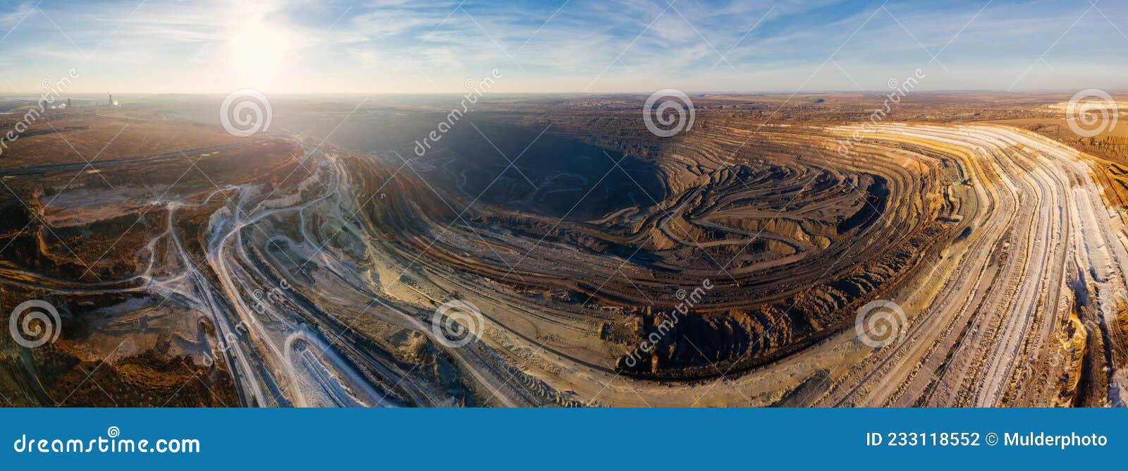 Open Pit Mine in Mining and Processing Plant, Aerial View Stock Photo ...