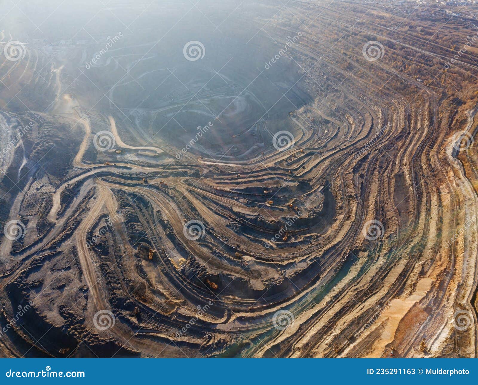 Open Pit Mine in Mining and Processing Plant, Aerial View Stock Image ...