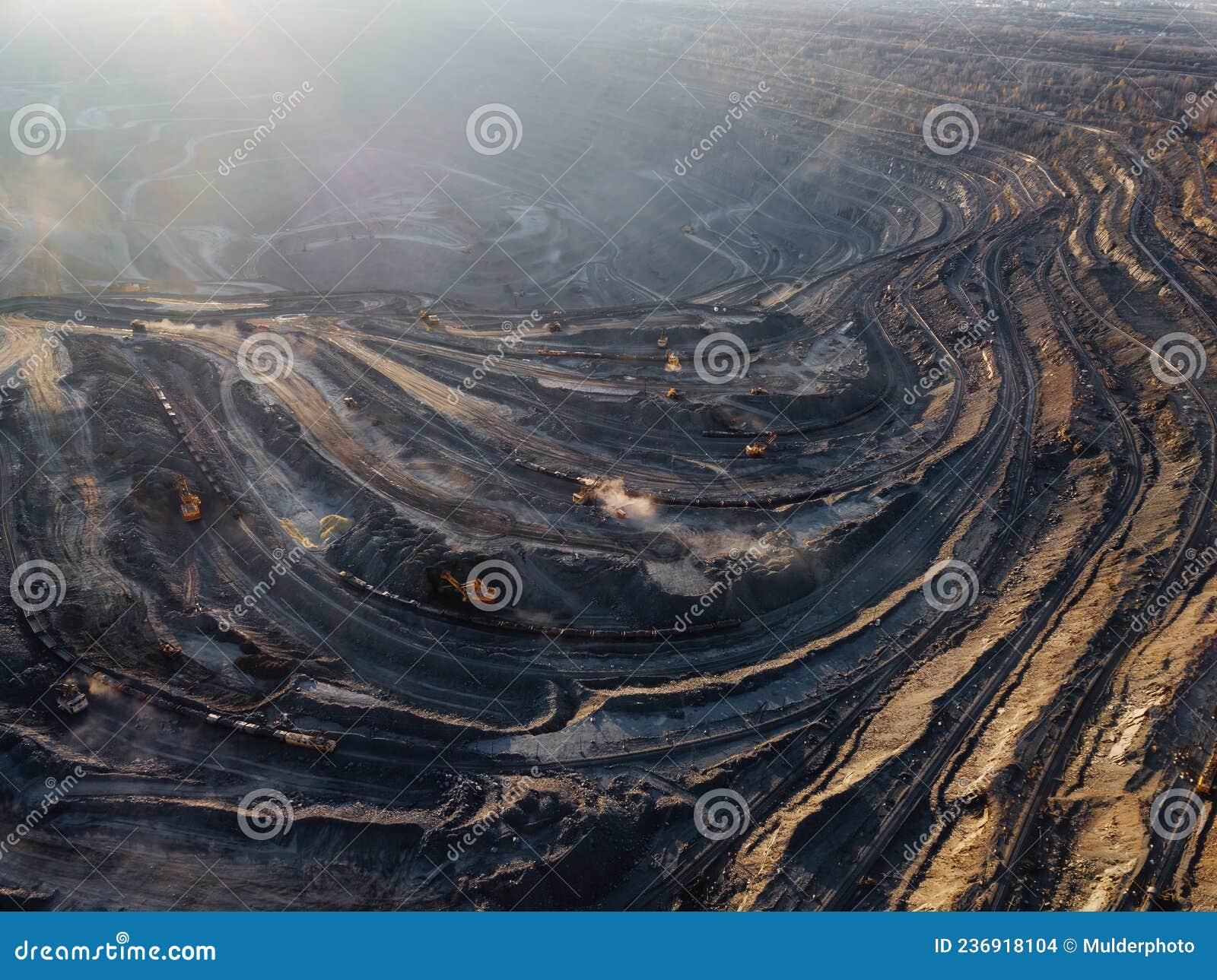 Open Pit Mine in Mining and Processing Plant, Aerial View Stock Photo ...