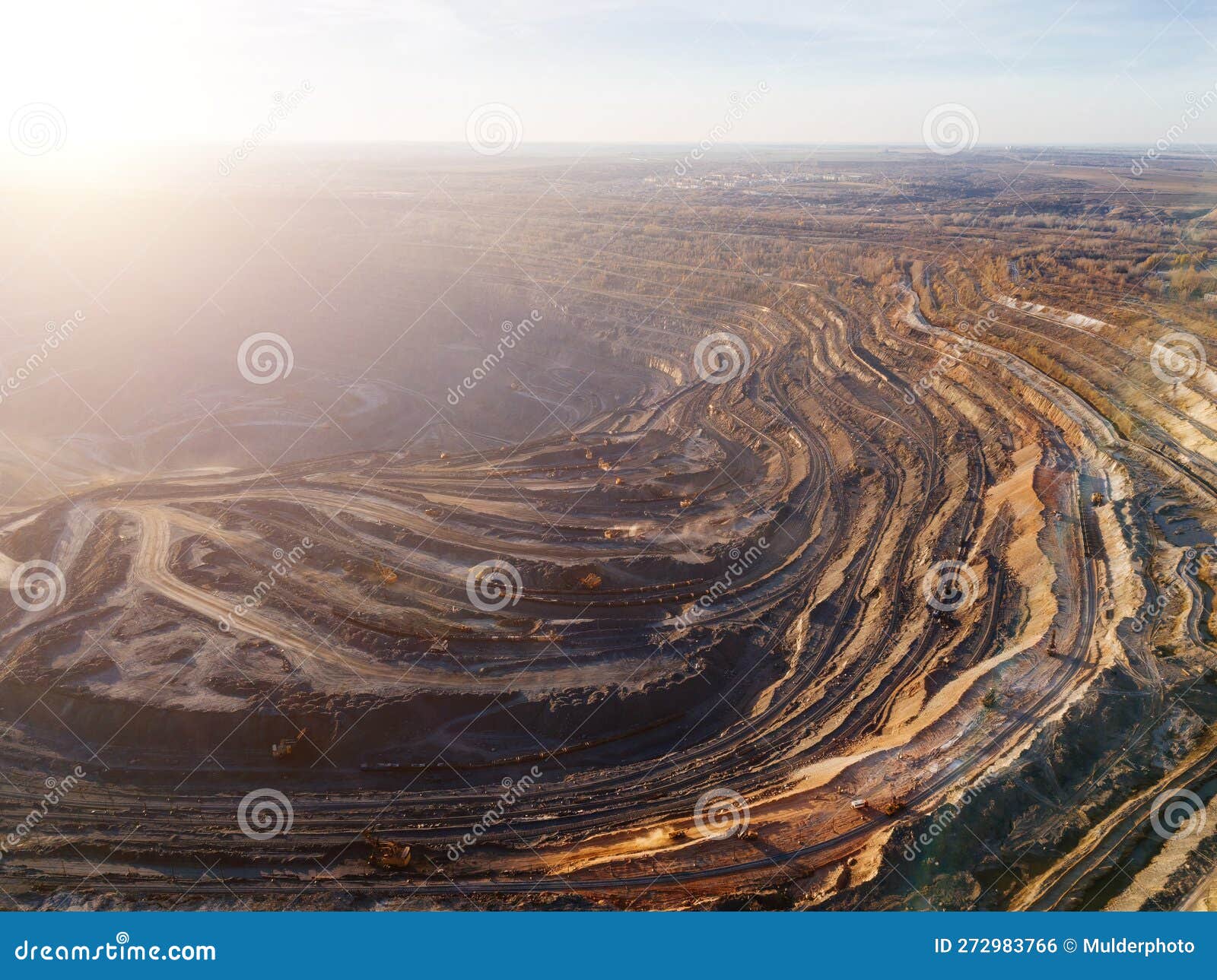Open Pit Mine in Mining and Processing Plant, Aerial View Stock Photo ...