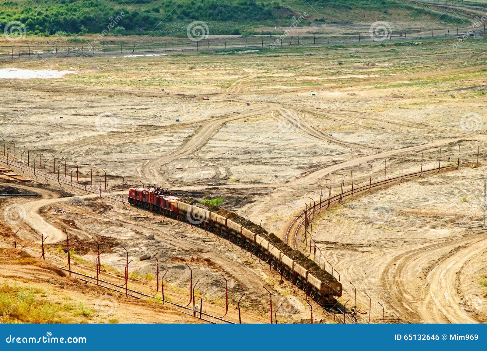 The Open-pit Mine, Mining Train Carrying Excavated Materials at the ...