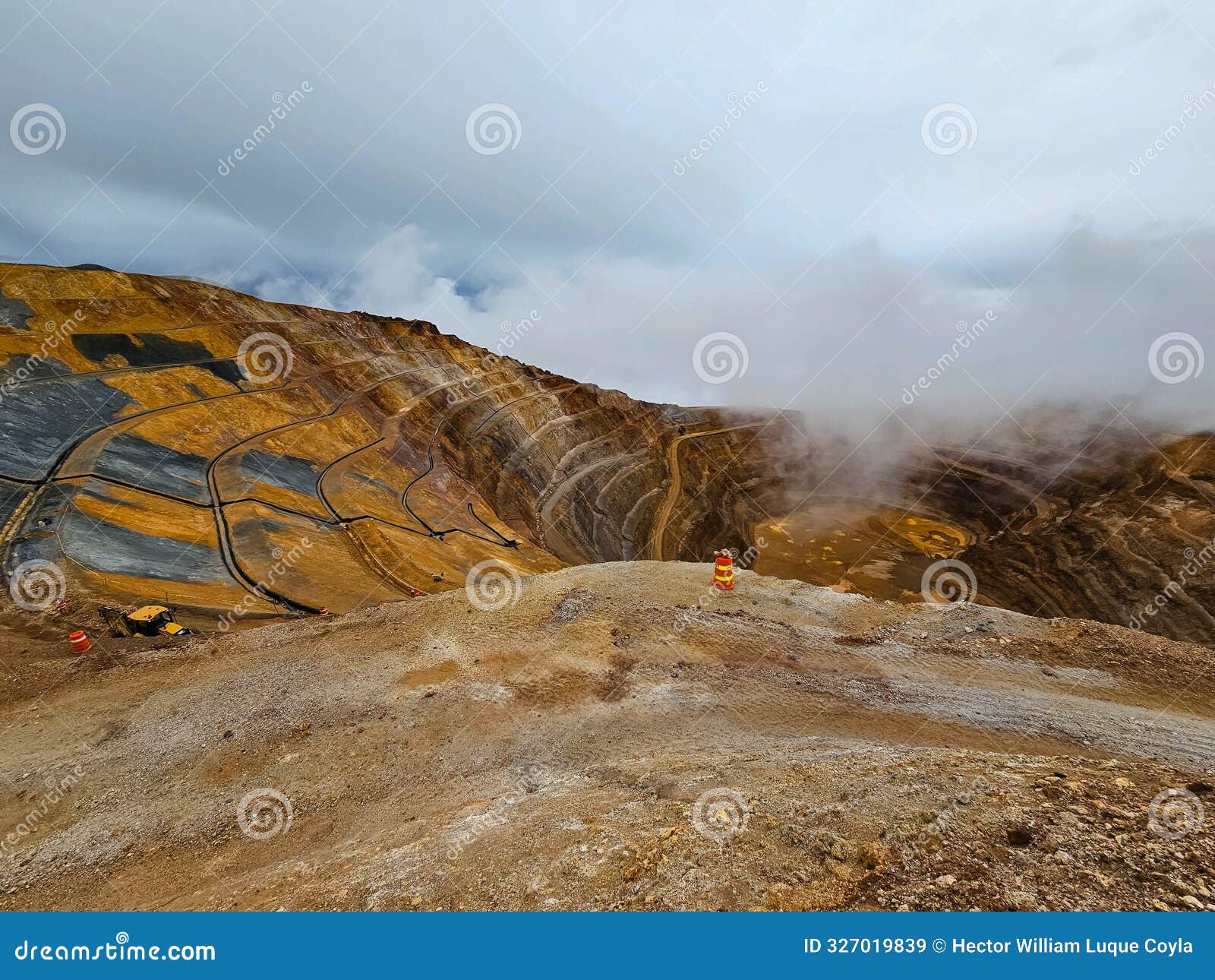 Open Pit Mine Remediated, with Many Winter Clouds Stock Image - Image ...