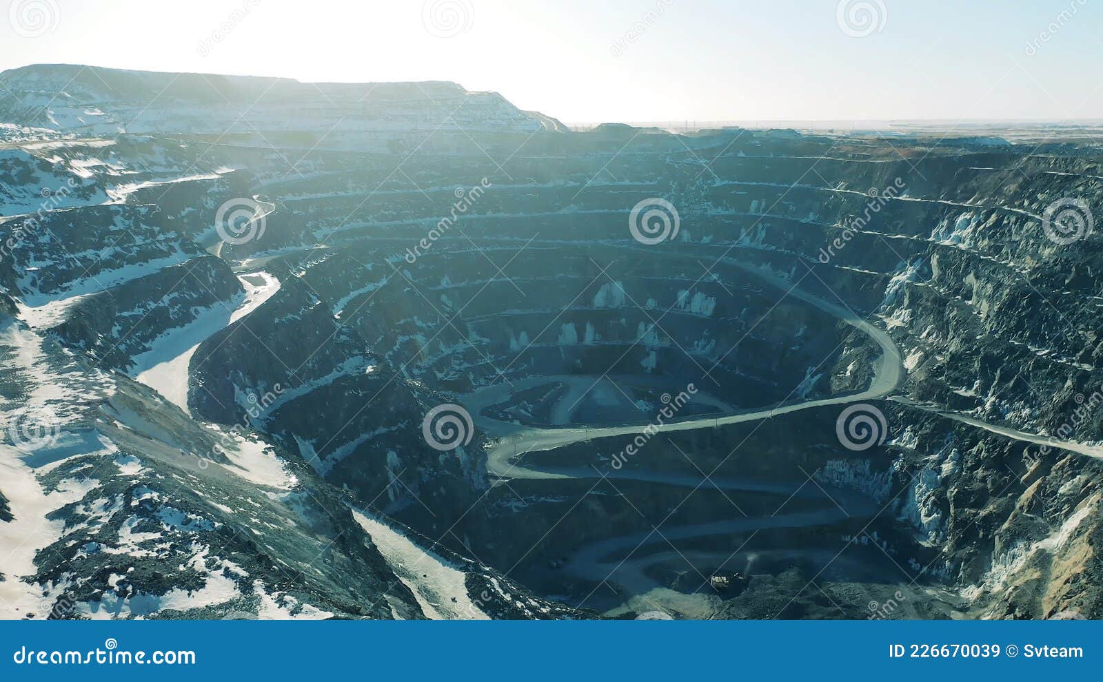 Open-pit Mine Site with Snowy Slopes Stock Video - Video of industry ...