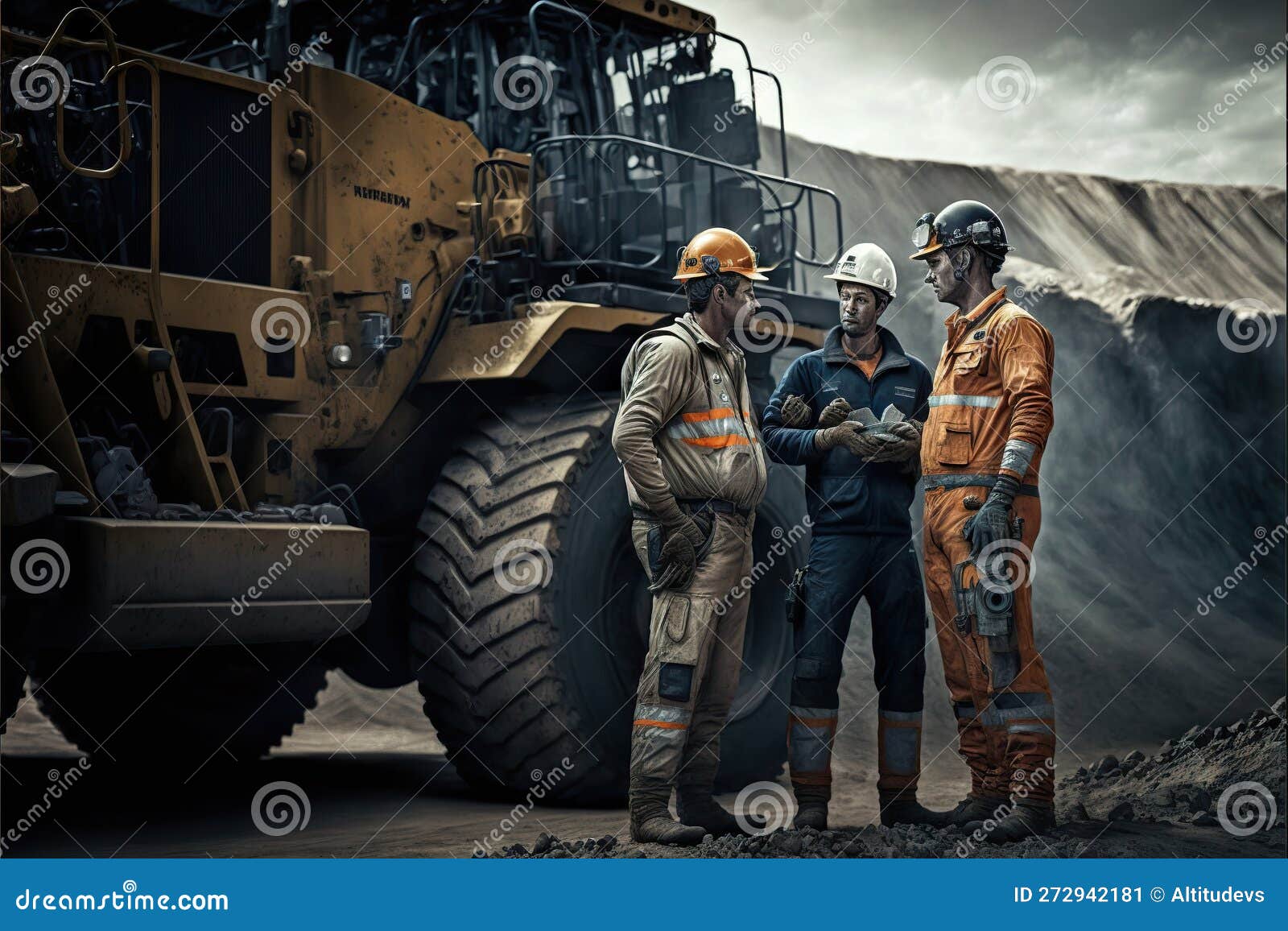 Open-pit Mine Workers, Coal Mining Industry Engineer Team Stock Image ...