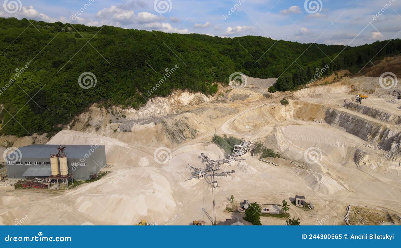 Open Pit Mining of Construction Sand Stone Materials with Excavators ...