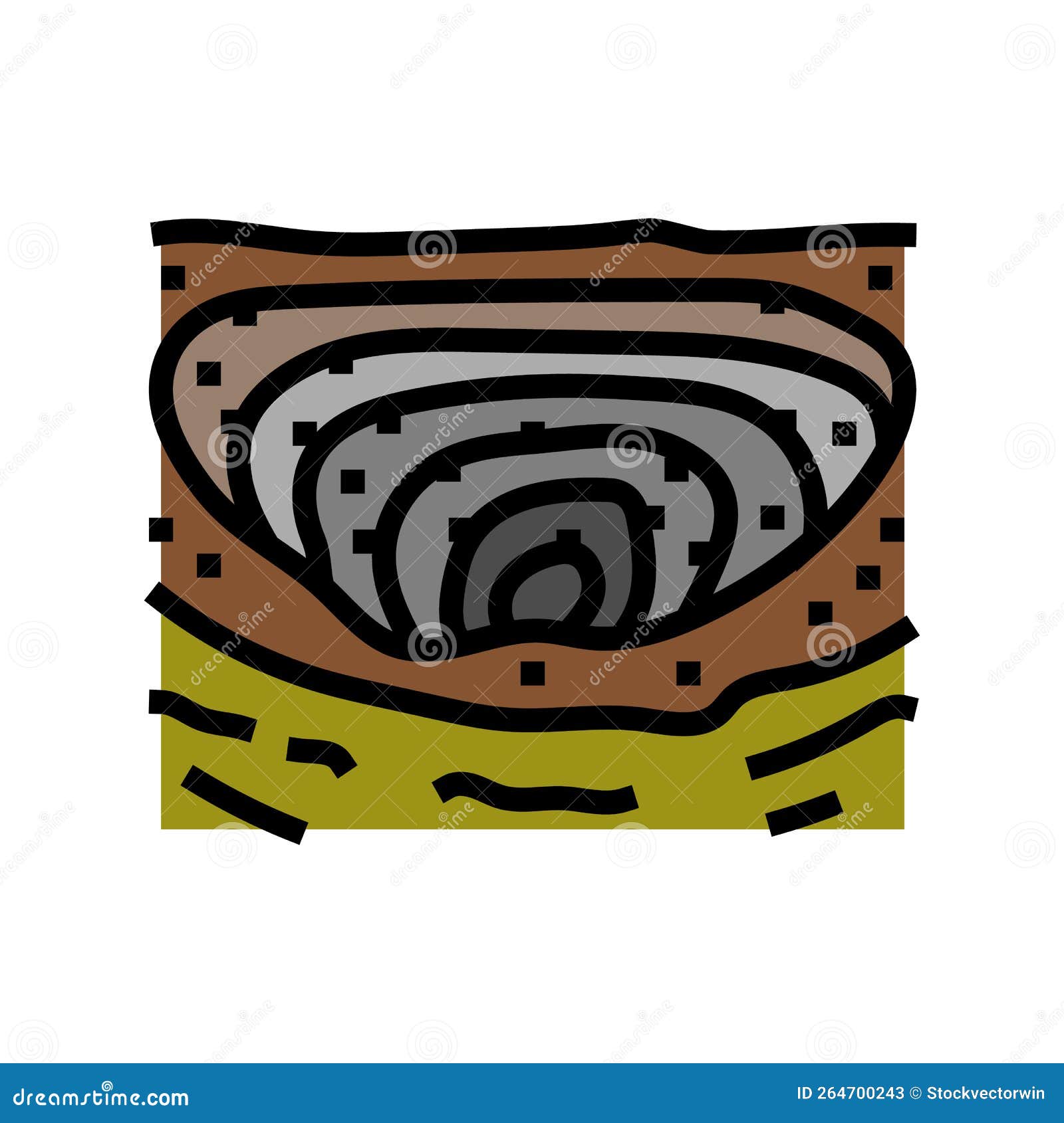 Open Pit Mining Copper Production Color Icon Vector Illustration Stock ...