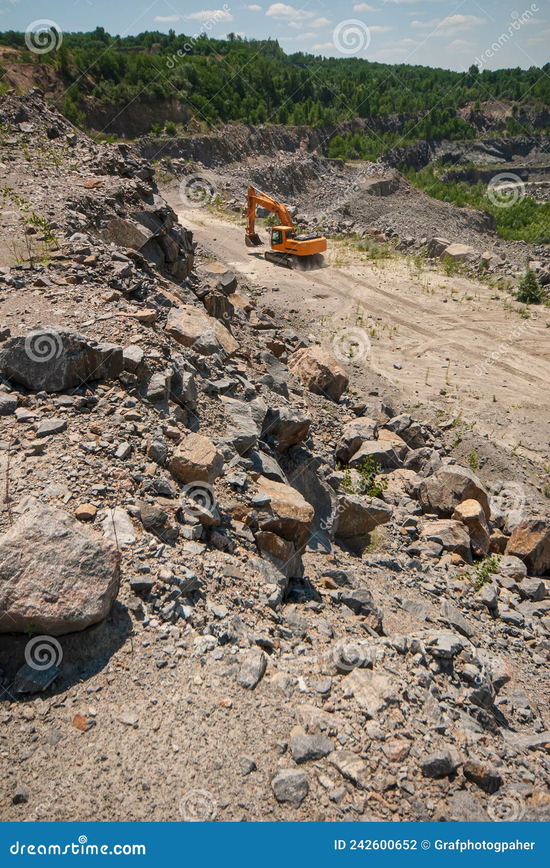 Open Pit Mining and Loading of Granite Stock Photo - Image of geology ...