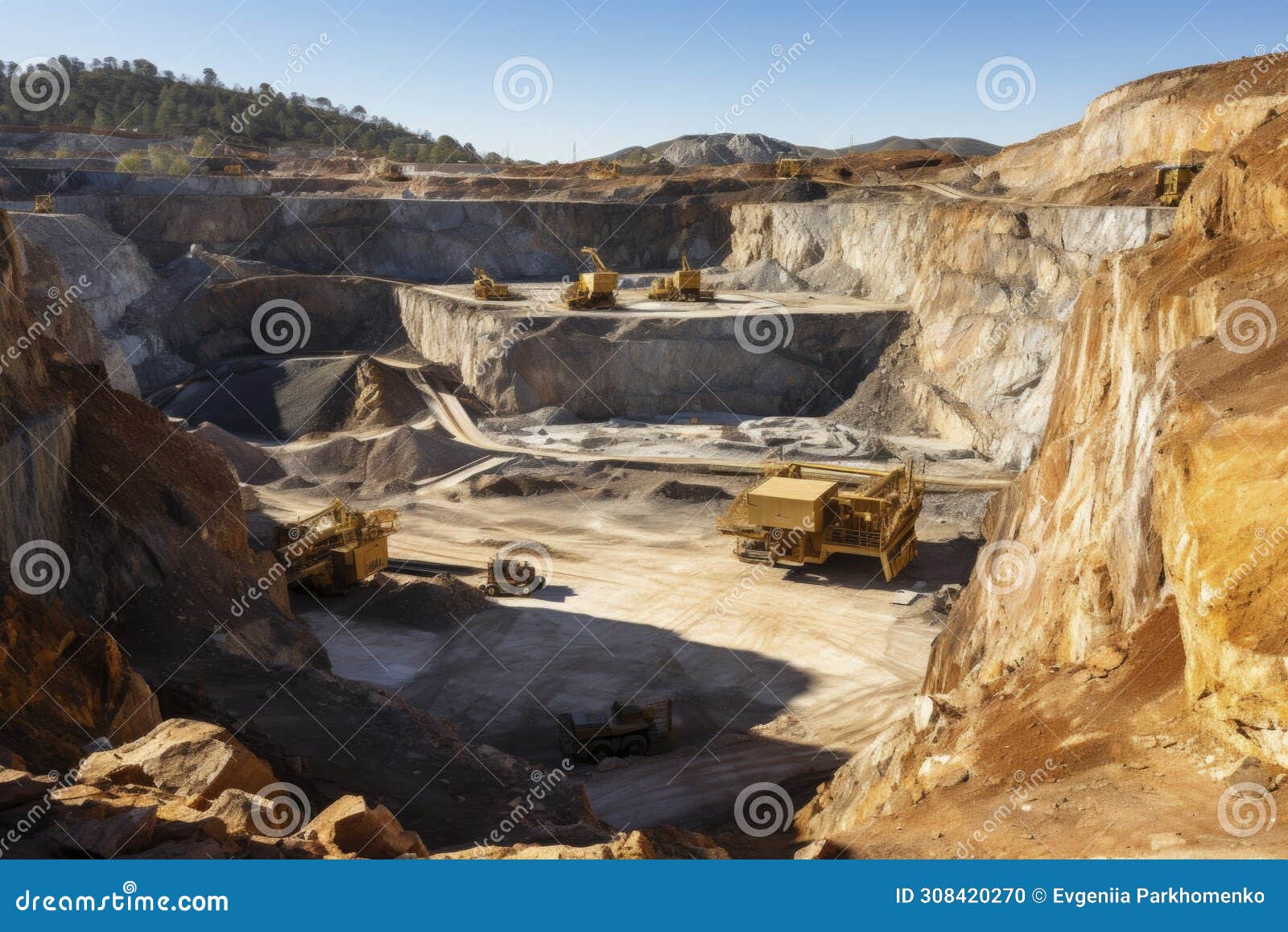Open-Pit Mining Operation with Heavy Machinery in Rugged Terrain Stock ...