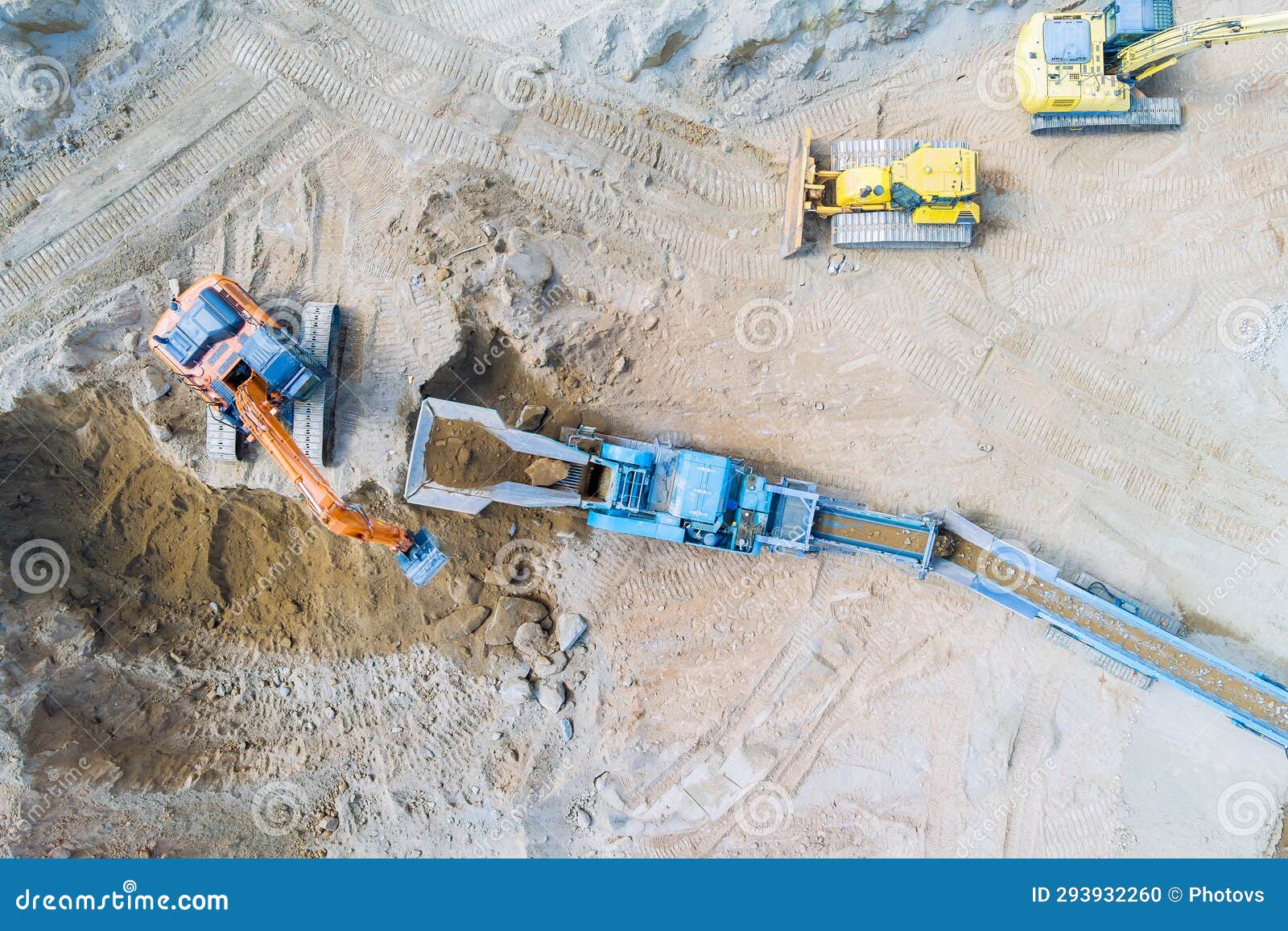 Open Pit Mining Quarry Processes Crushed Type Rock with Gravel ...