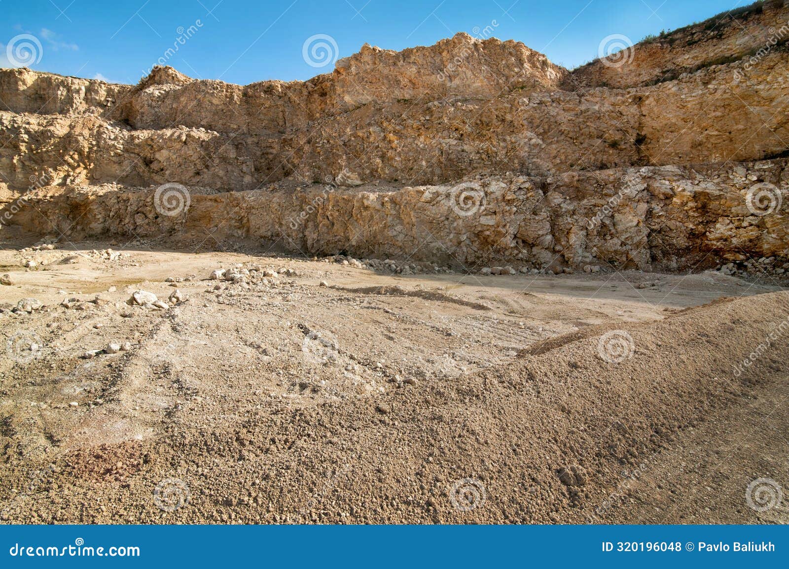 Open Pit Mining of Sandstone, Limestone, Open-pit Quarry Stock Photo ...