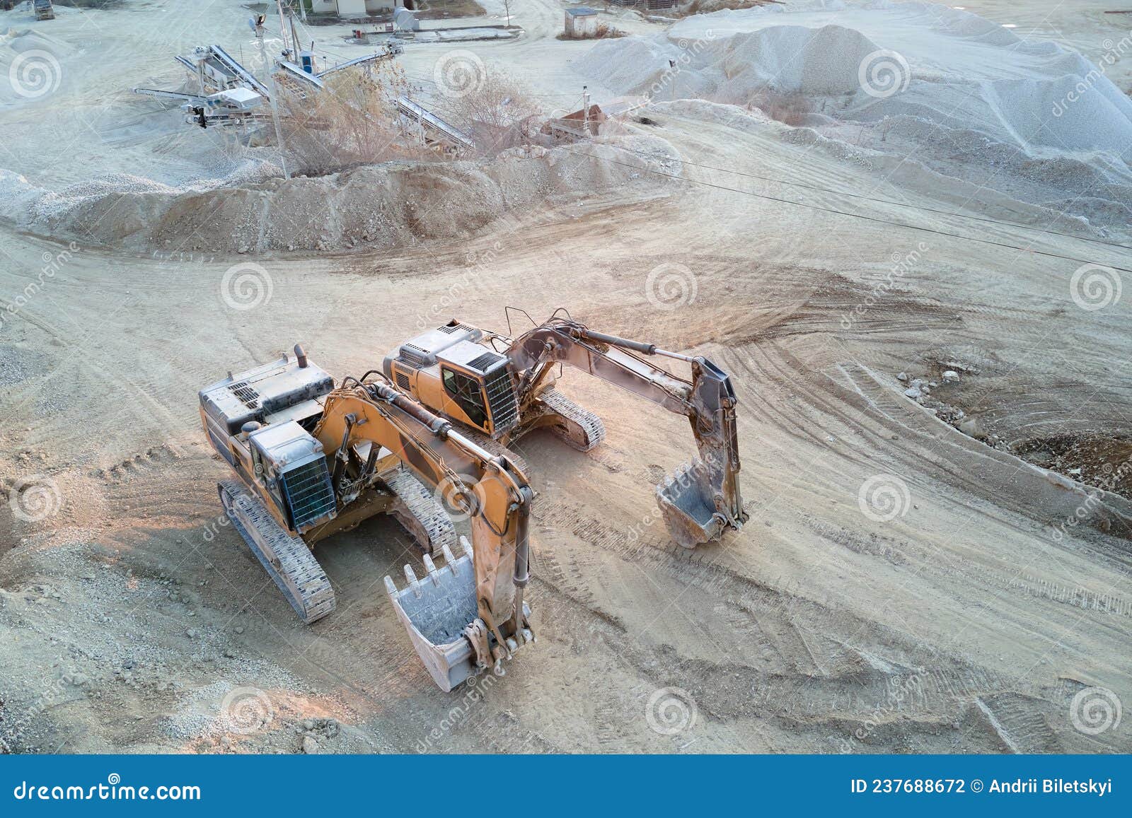 Open Pit Mining Site of Construction Sand Stone Materials with ...
