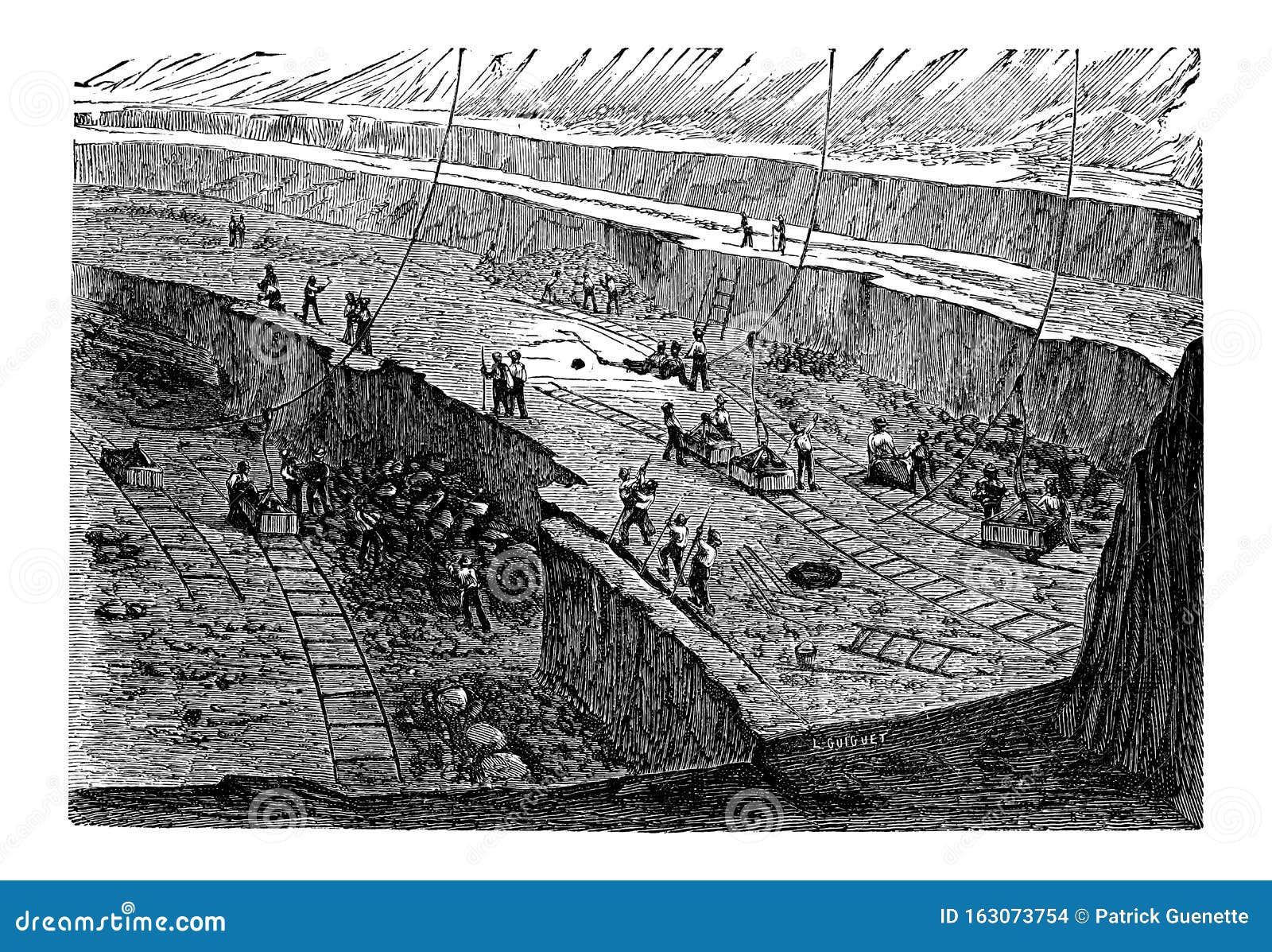 Open-pit Mining, Vintage Engraving Stock Vector - Illustration of ...