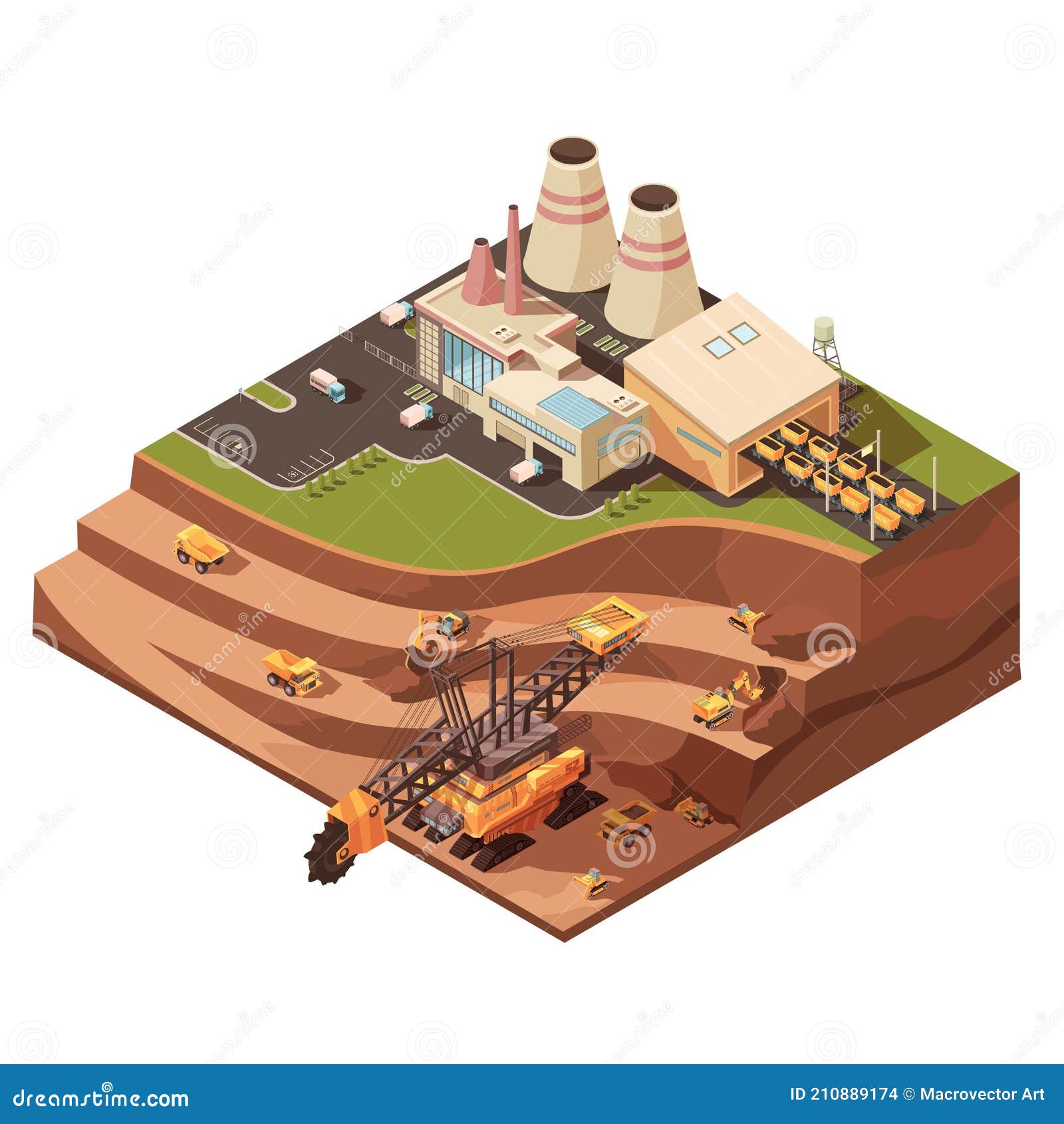 Open Pit Operations Composition Stock Vector - Illustration of power ...