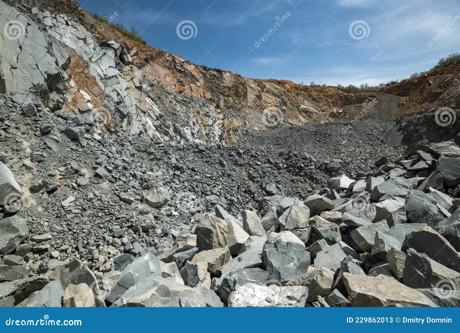 Open-pit stone quarry stock image. Image of rock, stack - 229862013