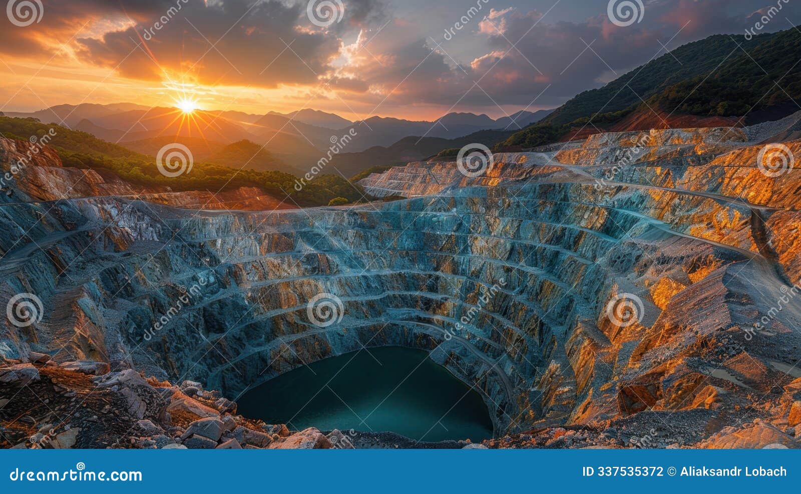 An Open Pit Stone Quarry. Quarry with Stone Stock Photo - Image of ...