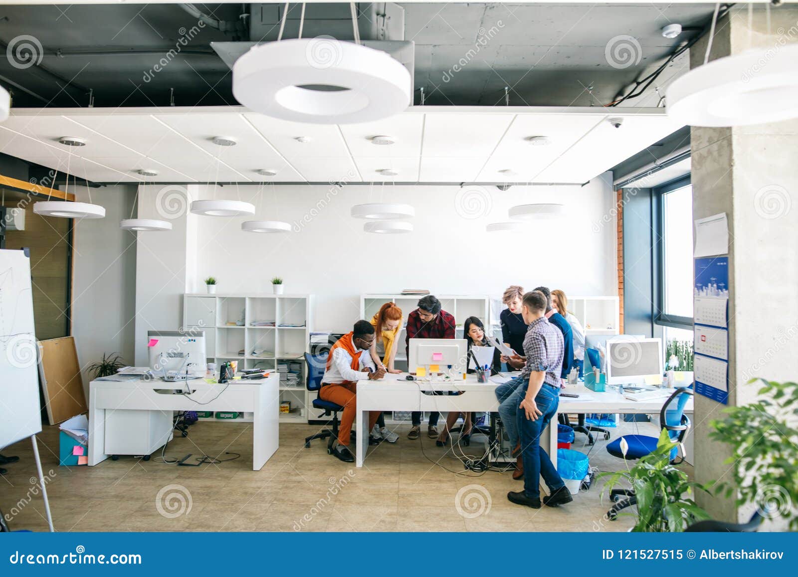 Open Plan Modern Office with Busy People Stock Image - Image of ...