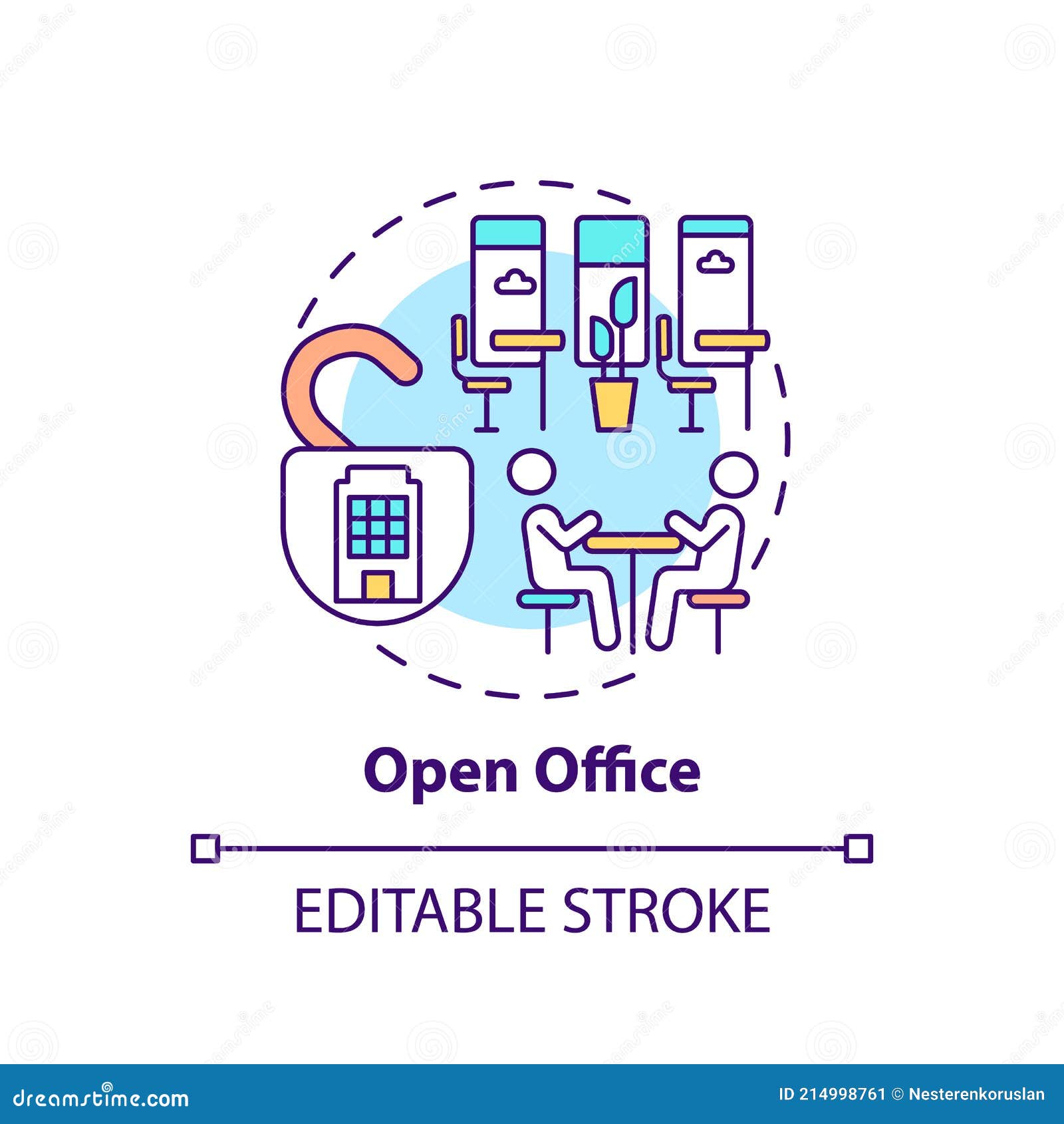 Open-plan Office Concept Icon Stock Vector - Illustration of boundary ...