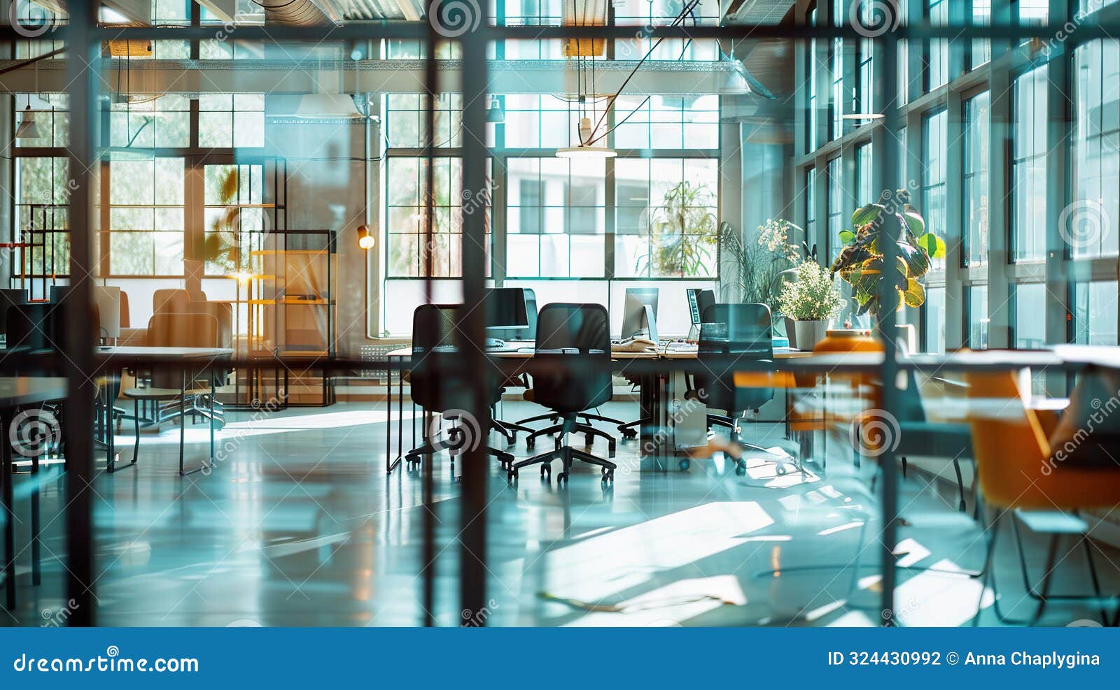 Open Plan Office with Glass Walls and Natural Lighting for ...