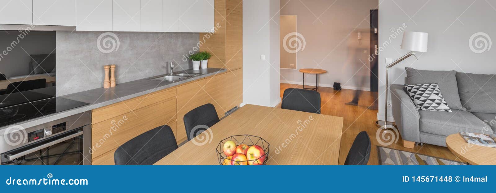 Stylish Open Plan Studio, Panorama Stock Photo - Image of living, chair ...