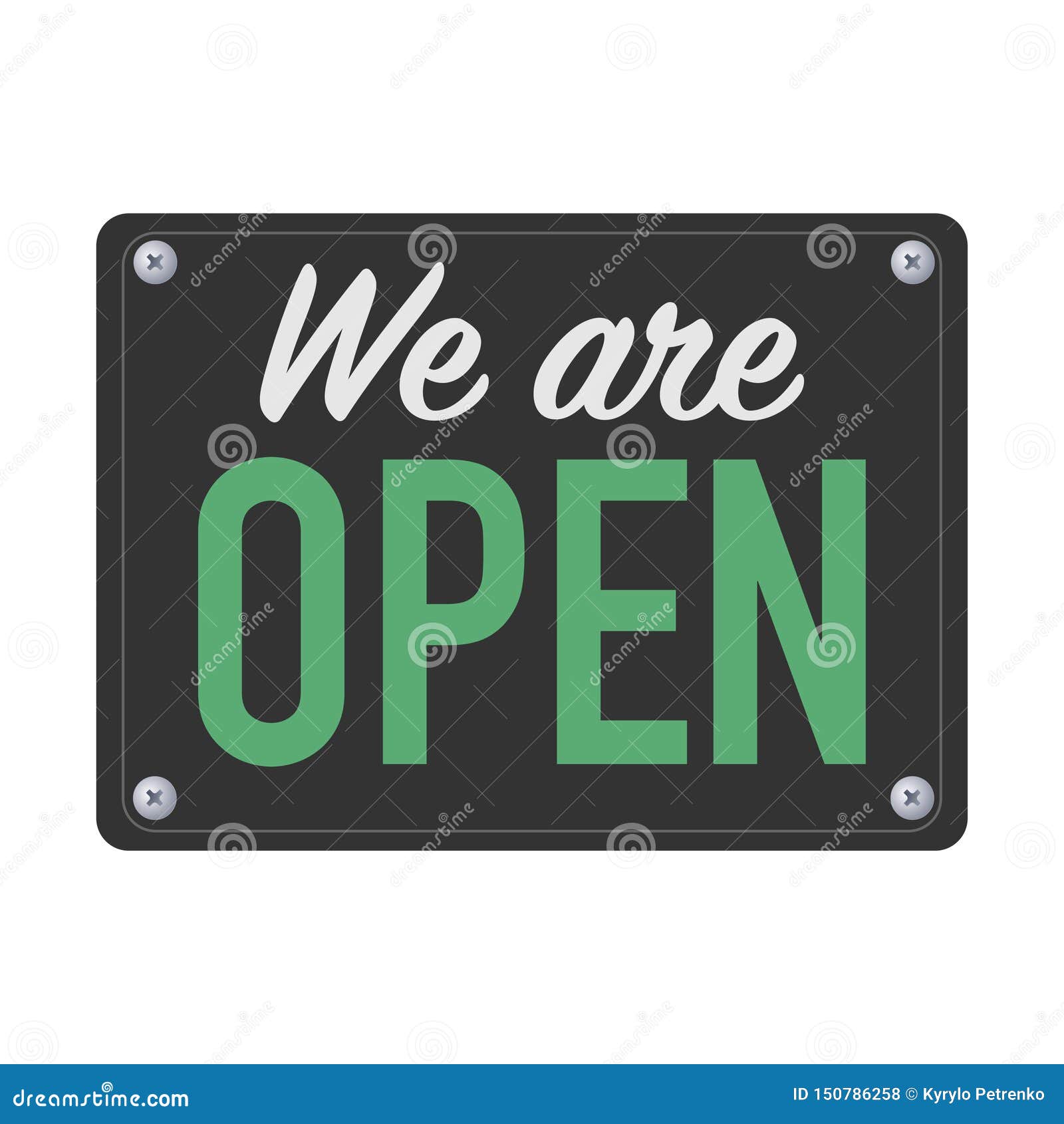 We are Open Plate Sign for Customers Stock Vector - Illustration of ...