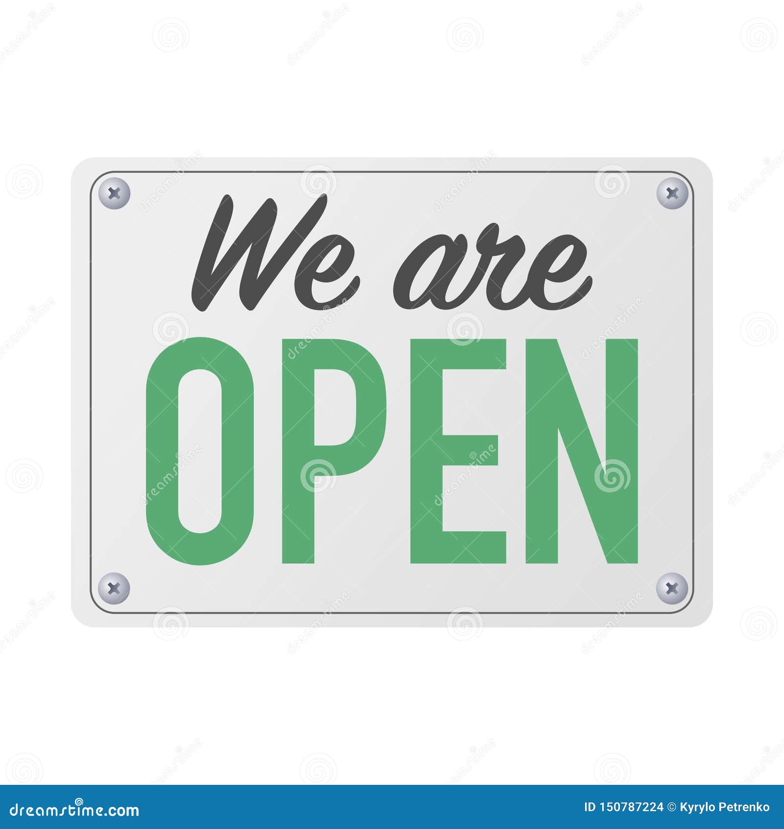 We are Open Plate Sign for Customers Stock Vector - Illustration of ...